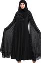 TUCUTE ®Black Silver Pearl DN-737 Lycra Blend Solid Abaya Burqa With ...