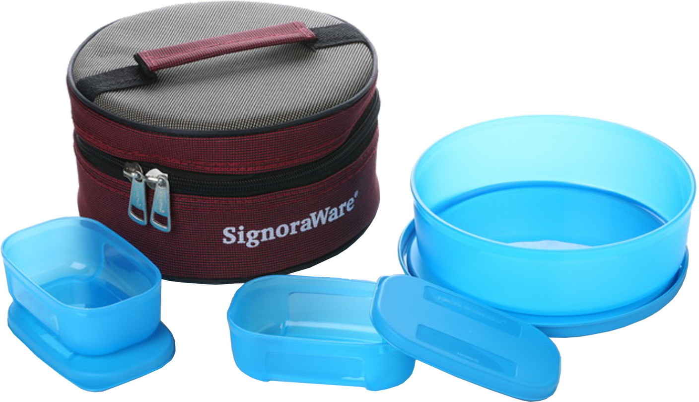 Signoraware Classic Lunch Box (With Bag) - 800 ml, 140 ml Plastic Food ...