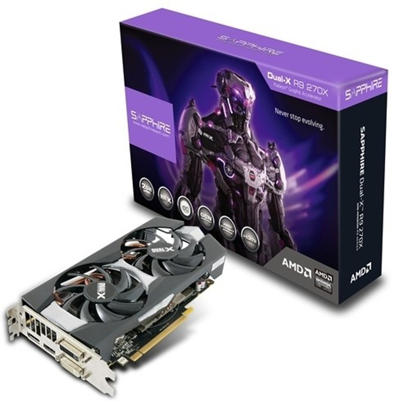 Sapphire AMD/ATI Radeon Dual-X R9 270X with Boost OC 2 GB 2 GB DDR5 ...