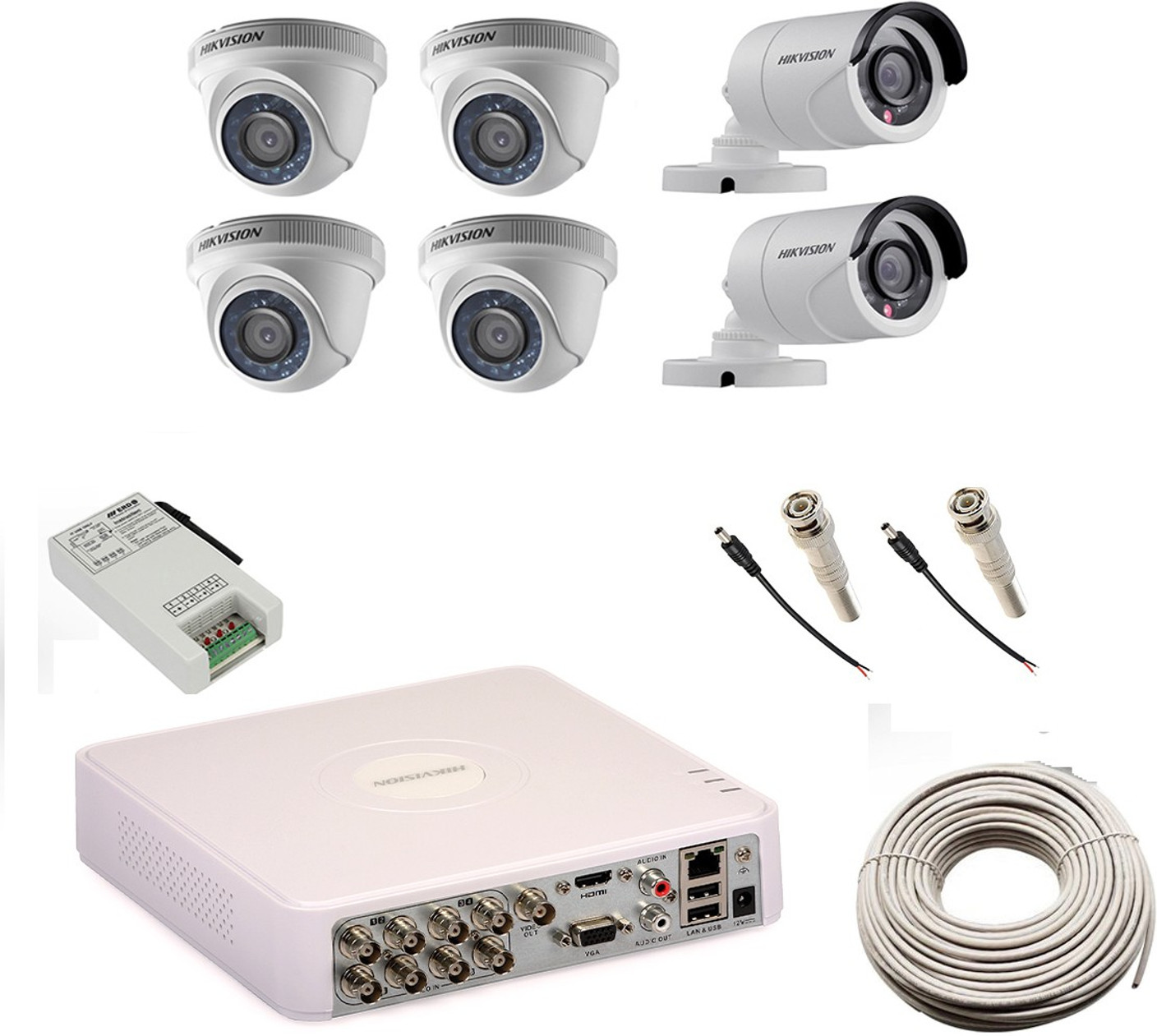 Hik Vision 2 Bullet 4 Dome and DS-7108HWI-SH 8 Channel Home Security ...