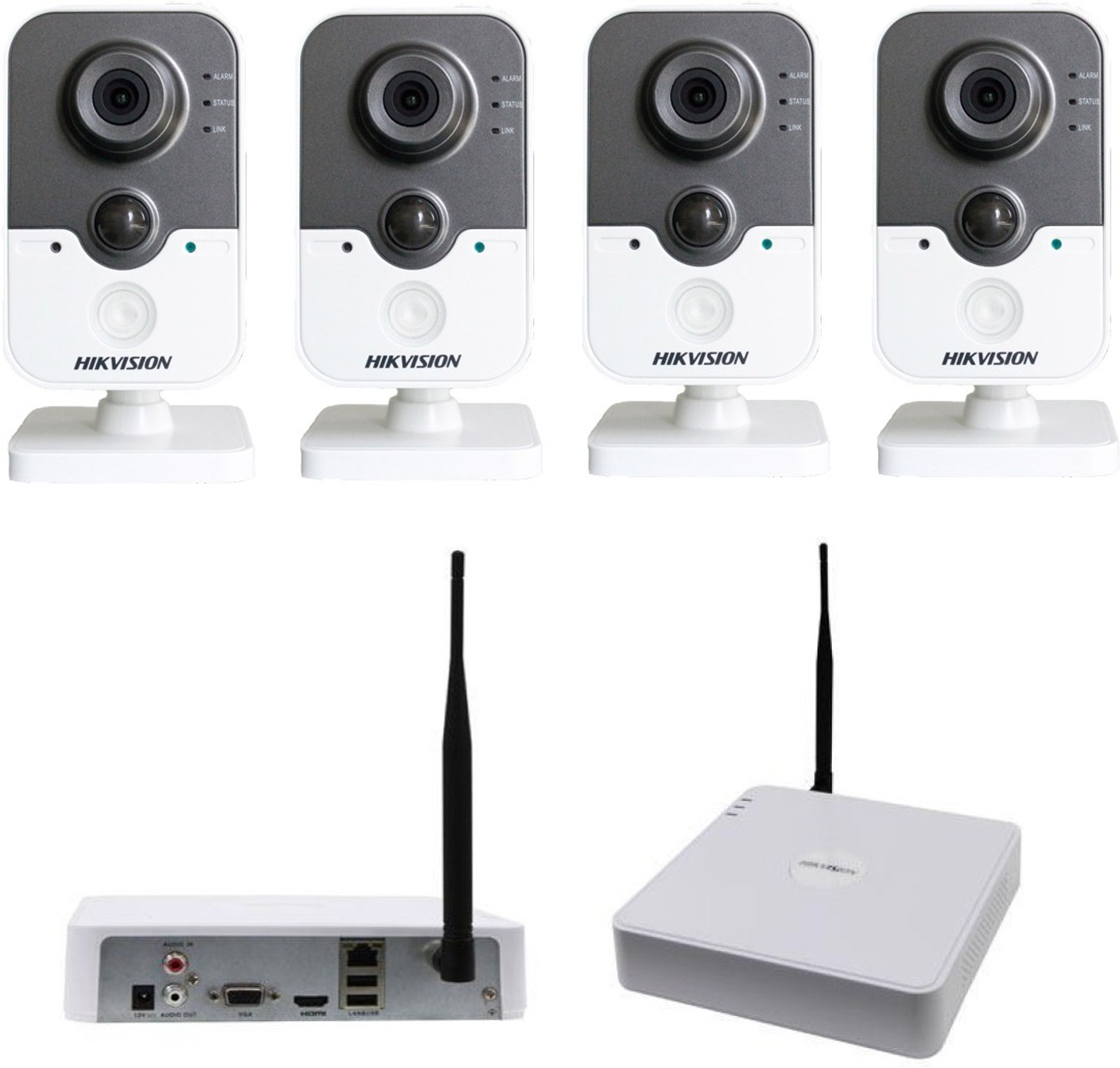 Hik Vision 4 Wifi Cctv's and DS-7104NI-SLW Wifi NVR 4 Channel Home ...