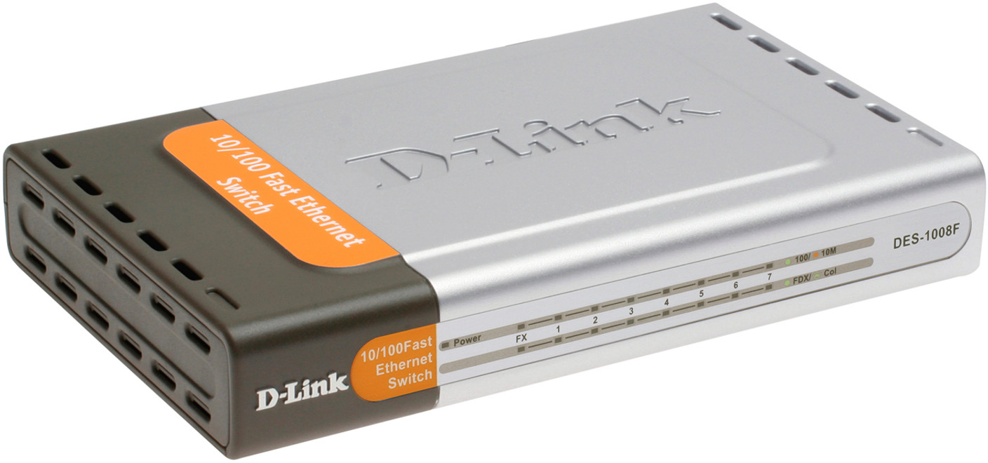 D-Link 8-Port 10/100Mbps switch with 100 base-FX fiber Port Network ...