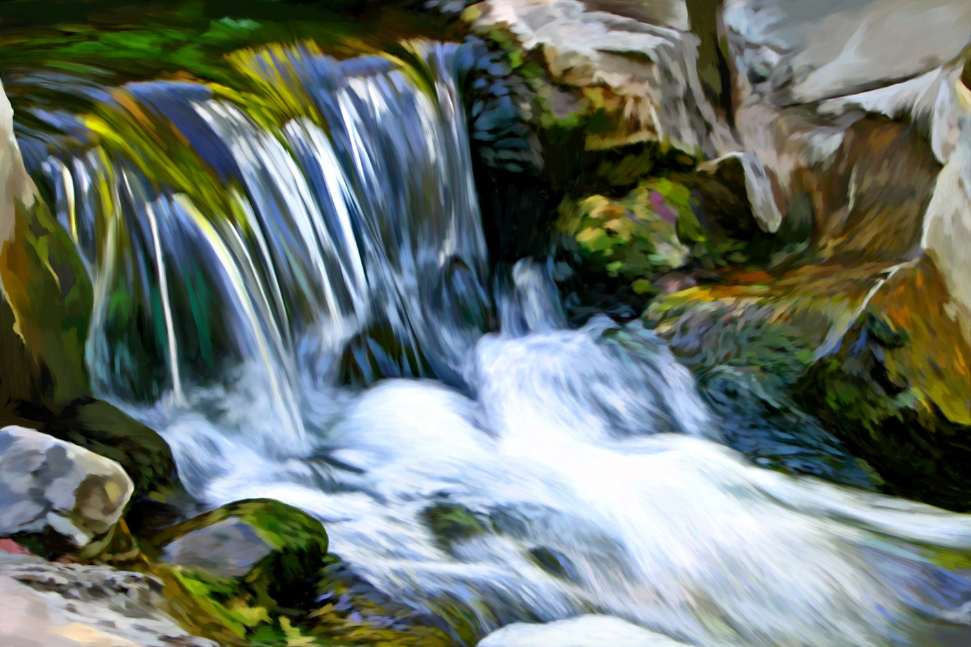 Vastu WaterFall Painting Canvas Art - Nature posters in India - Buy art ...