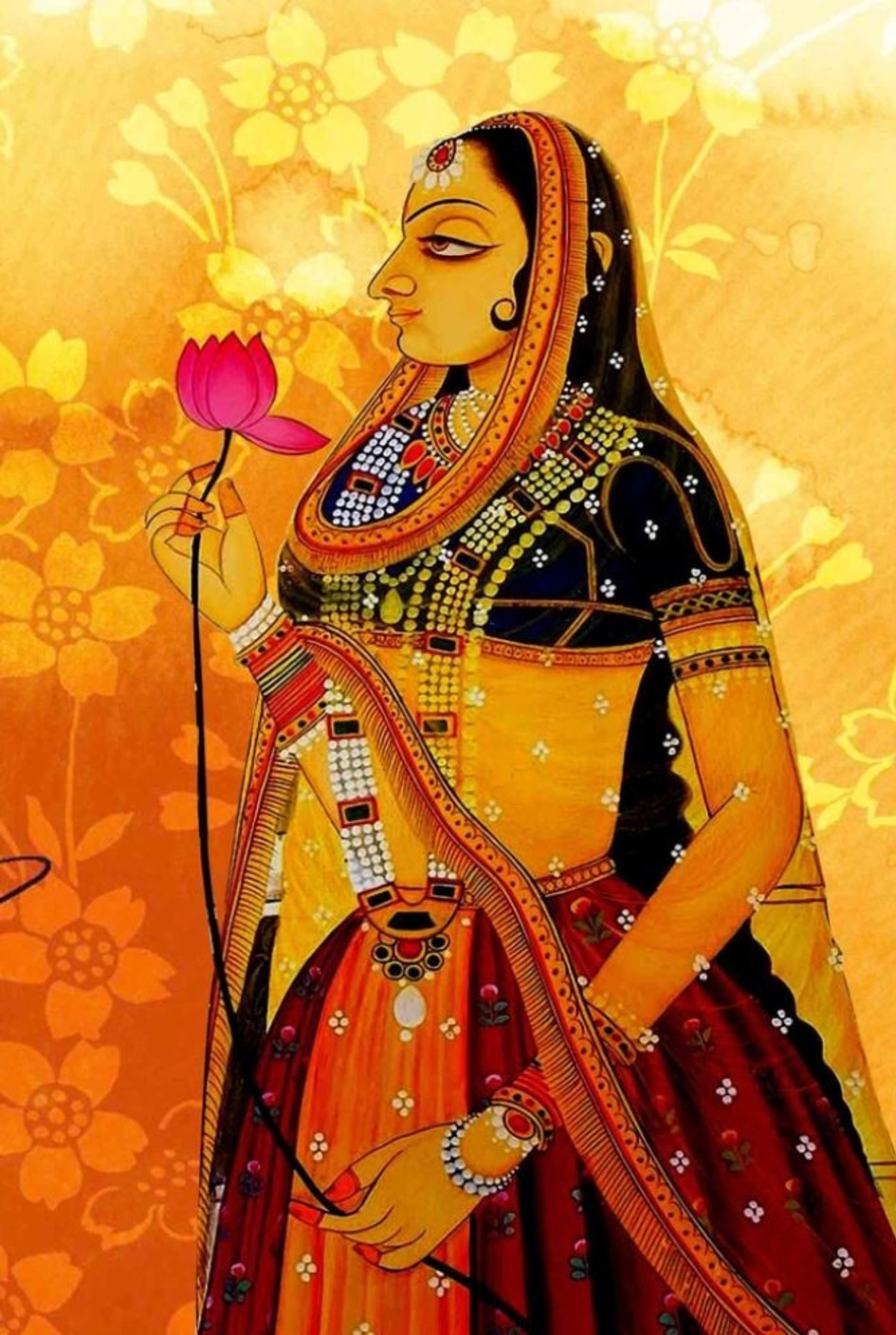 Holicshop Royal Indian Queen Painting Without Frame Canvas Art ...