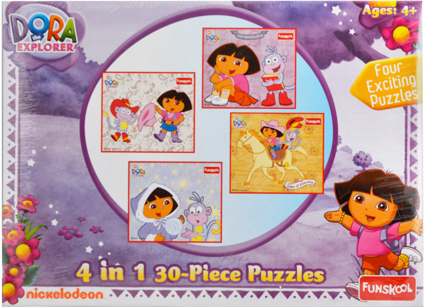 Funskool Dora 4 in 1 Four Adventures Puzzle - Dora 4 in 1 Four ...