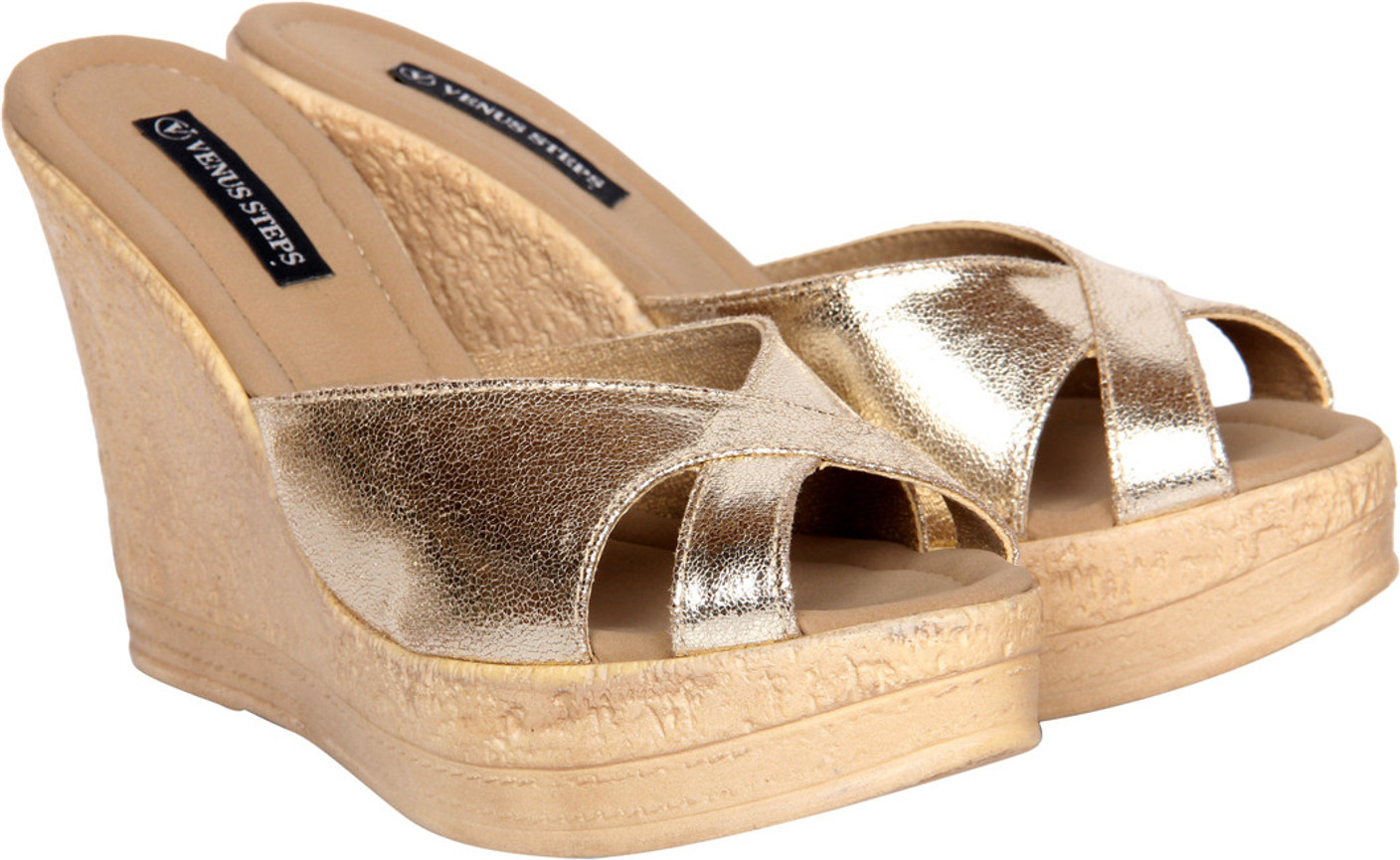 Venus Steps Women Golden Wedges - Buy Golden Color Venus Steps Women ...