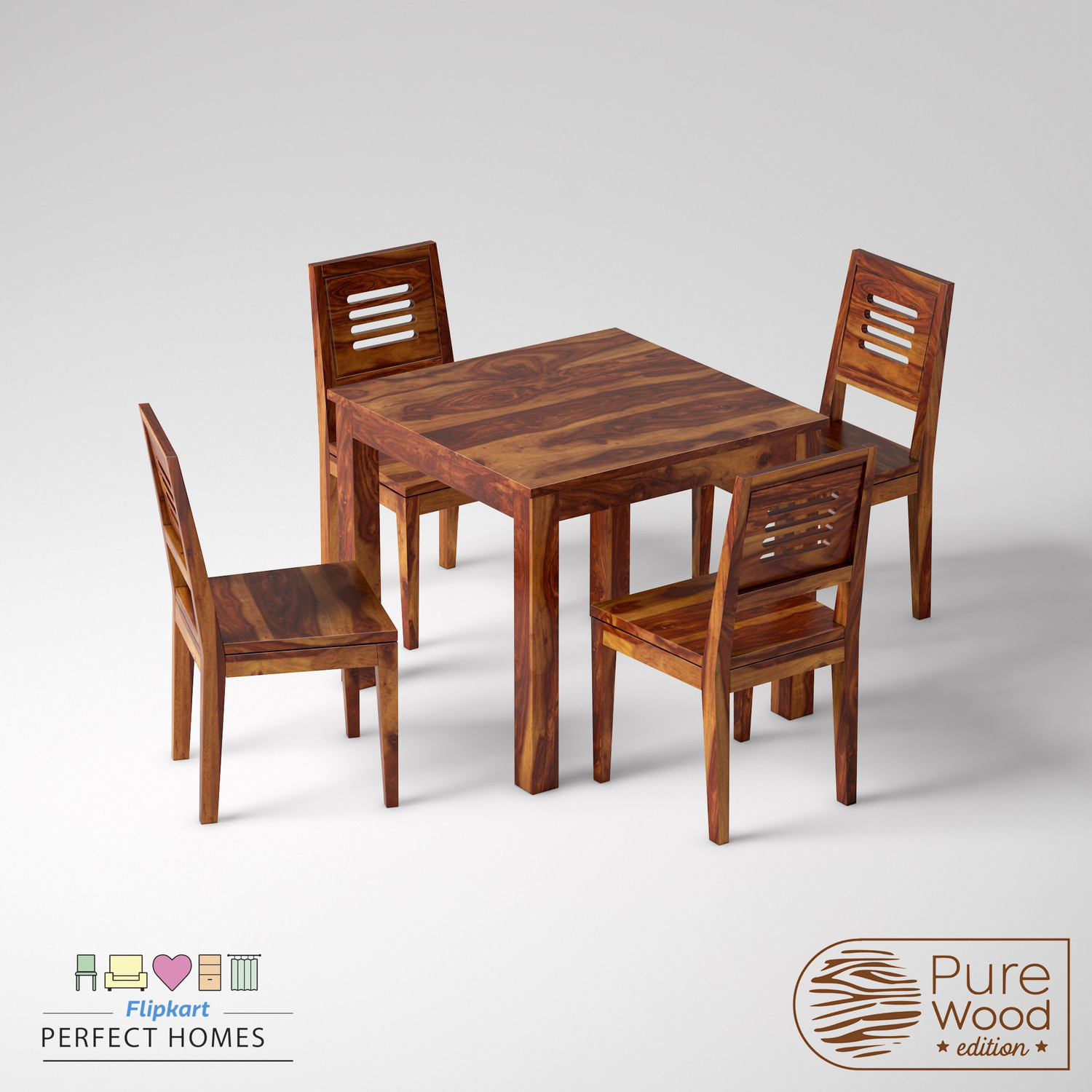 Flipkart Perfect Homes PureWood Sheesham 4 Seater Dining Set (Finish ...