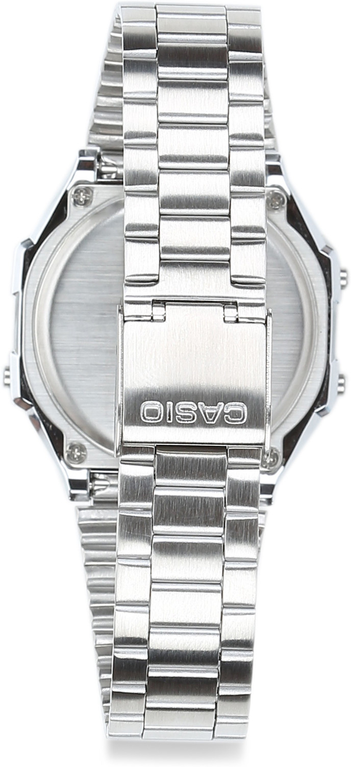 CASIO Vintage A168WA-1WDF Black Dial Silver Stainless Steel Band ...