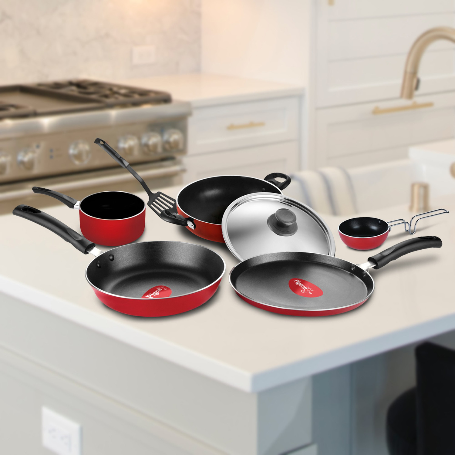 Pigeon Favourite Gift Non-Stick Coated Cookware Set (Aluminium, 7 ...