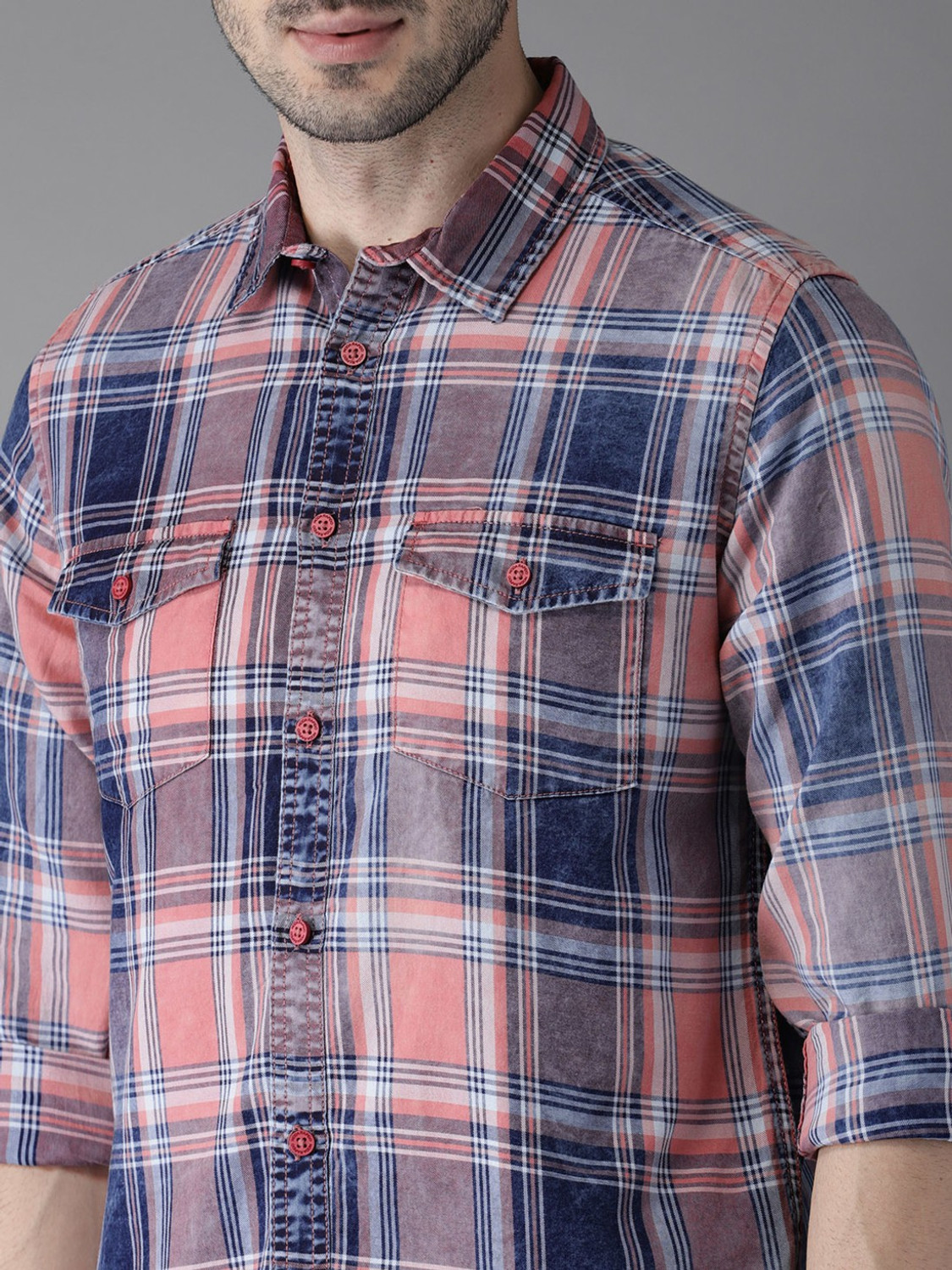 Moda Rapido Men Checkered Casual Pink Shirt - Price History