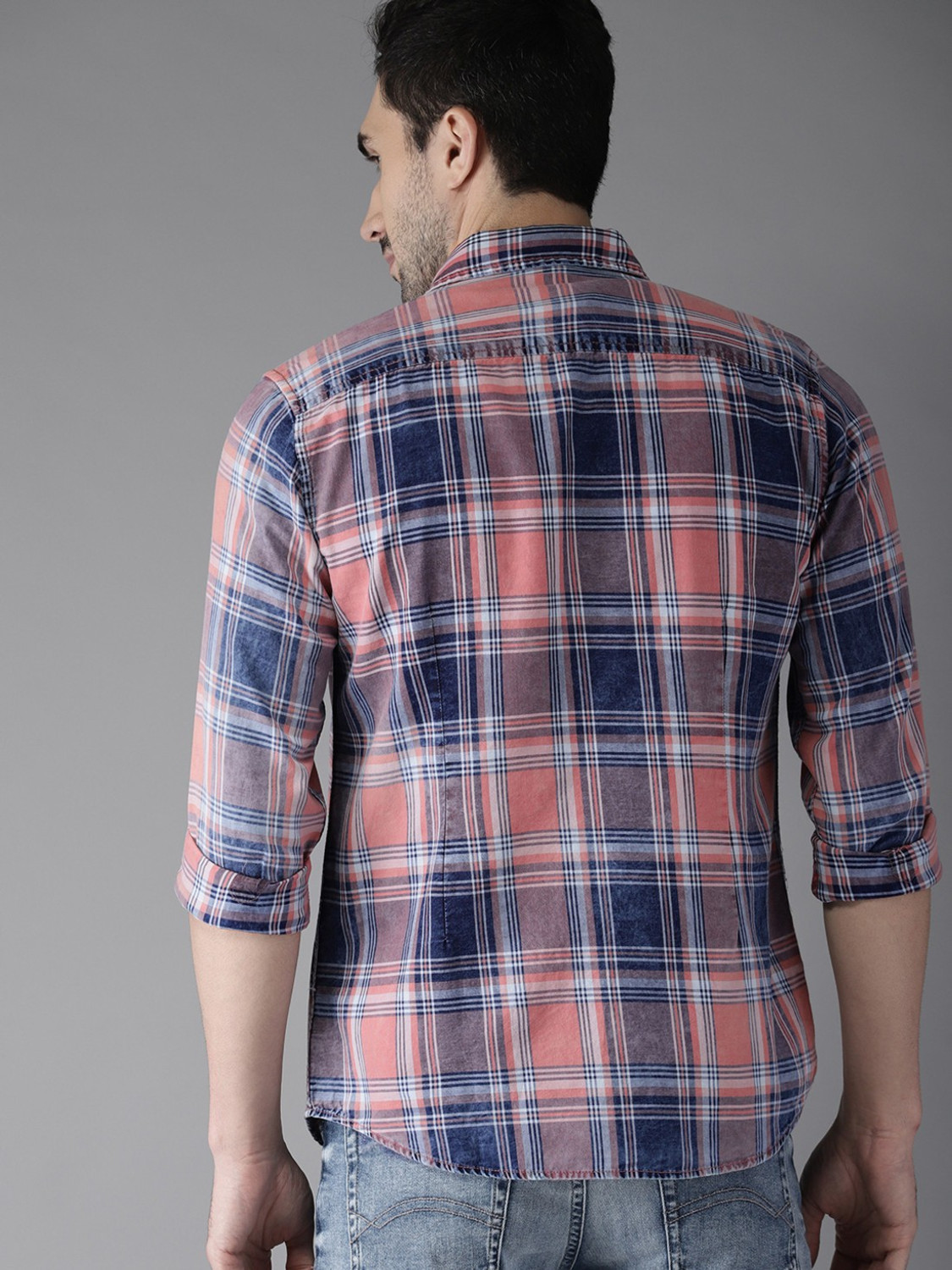 Moda Rapido Men Checkered Casual Pink Shirt - Price History