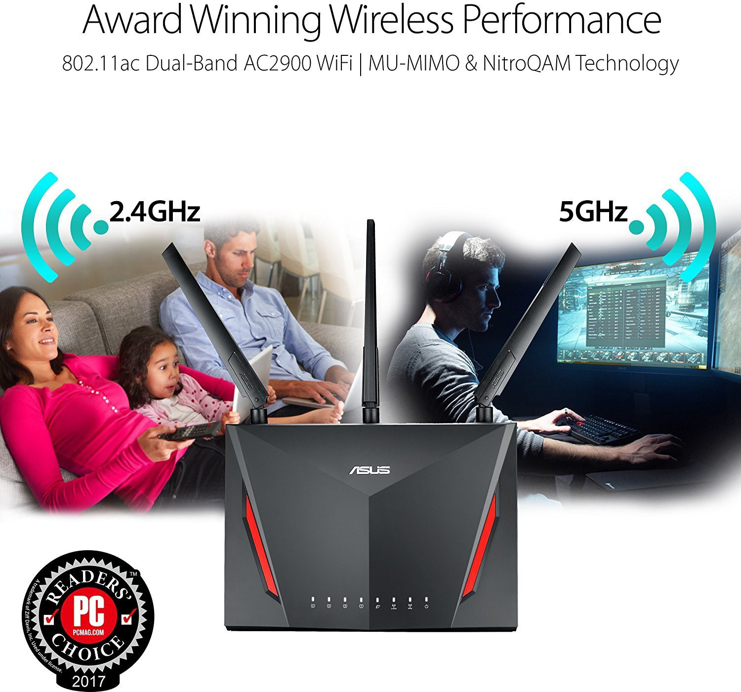 ASUS RT-AC86U Gaming Router 2.4 GHz, 5 GHz 3000 Mbps Wifi Speed Dual ...