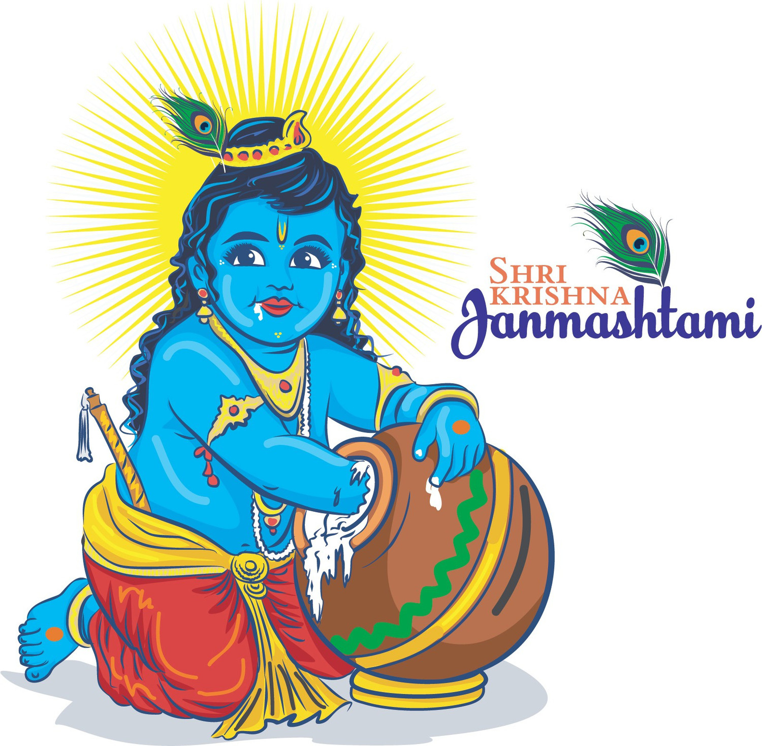 Asian Paints 54 cm Cute Baby Krishna Vinyl Wall Sicker Removable ...