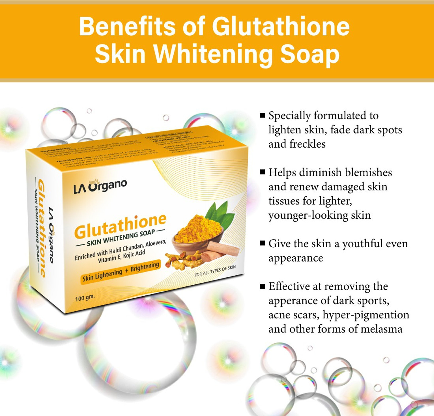 LA Organo Haldi Chandan Skin Lightening & Brightening Soap for All Skin ...