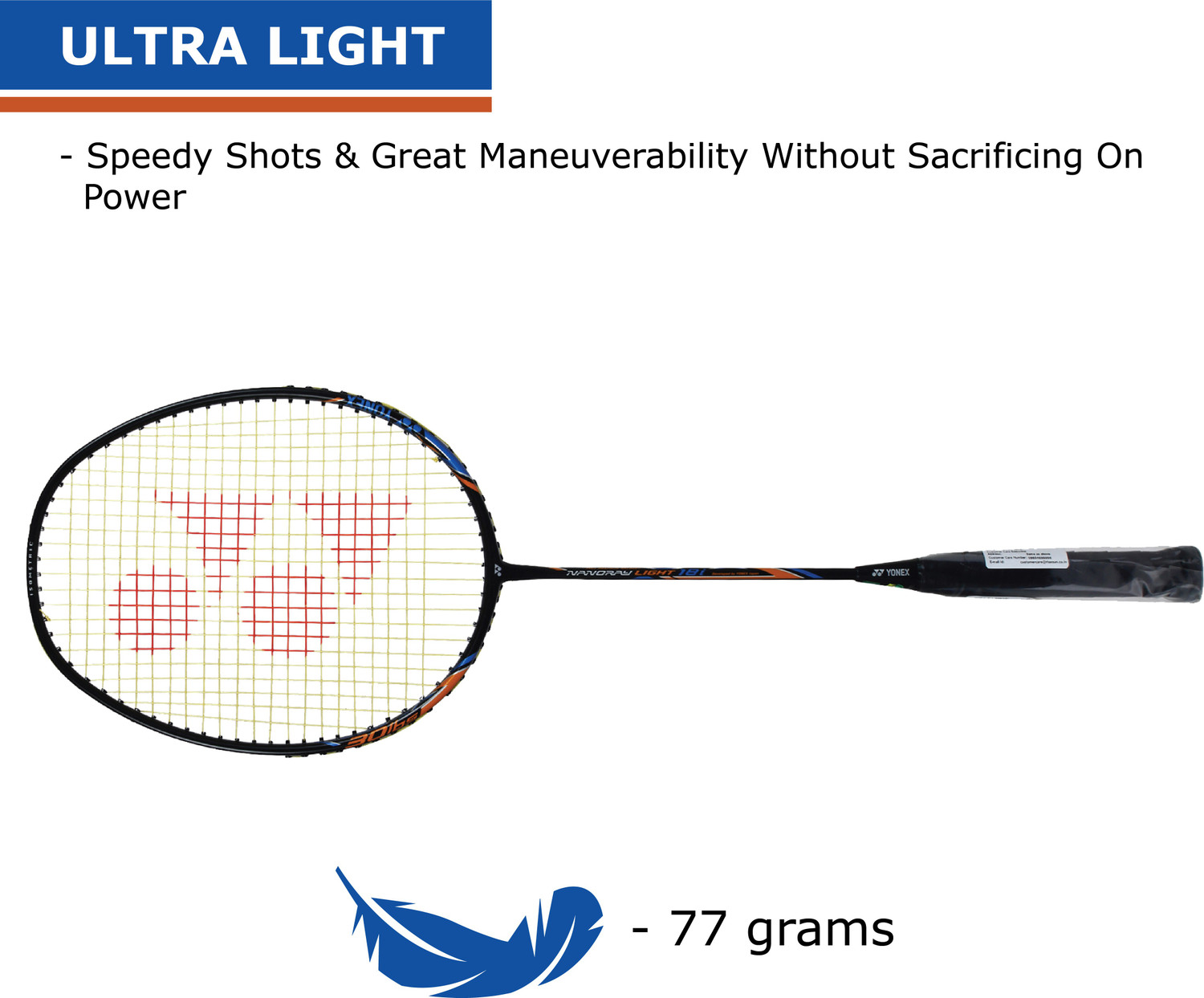 Yonex Nanoray Light 18i Black Strung Badminton Racquet (Tension: 30 lbs ...