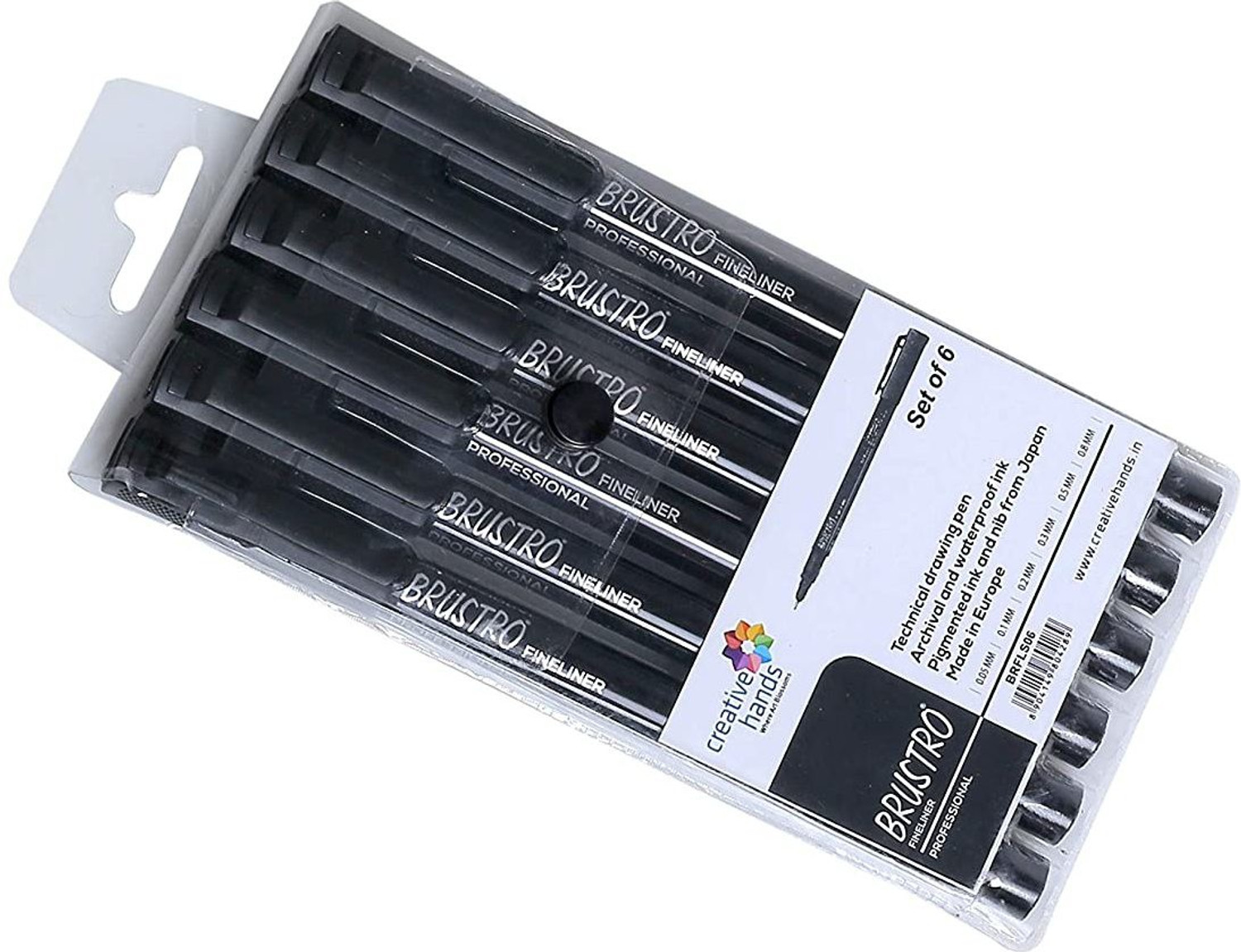 BRuSTRO Professional Pigment Based Fineliner Pen (Pack of 6, Black ...