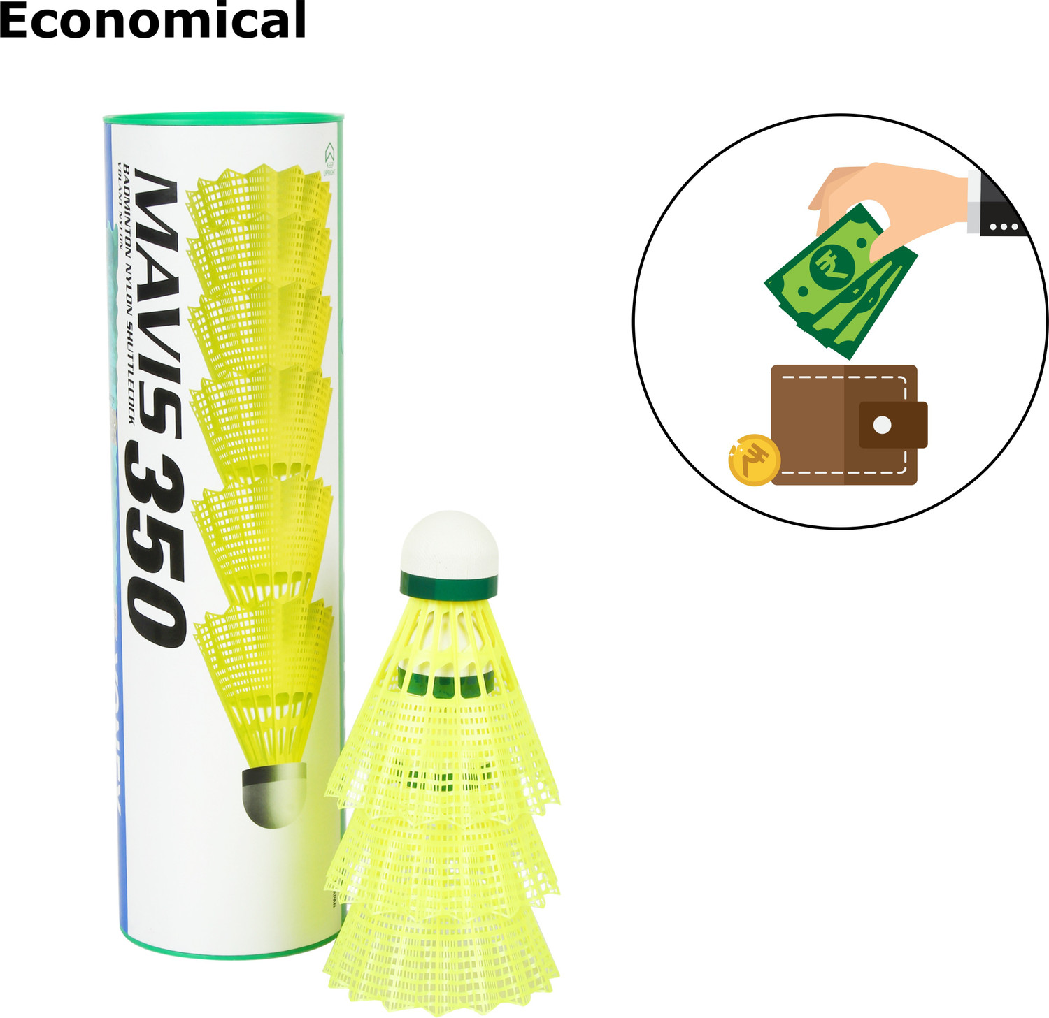 YONEX MAVIS 350 Nylon Shuttle - Yellow (Slow, 75, Pack of 6) - Price ...