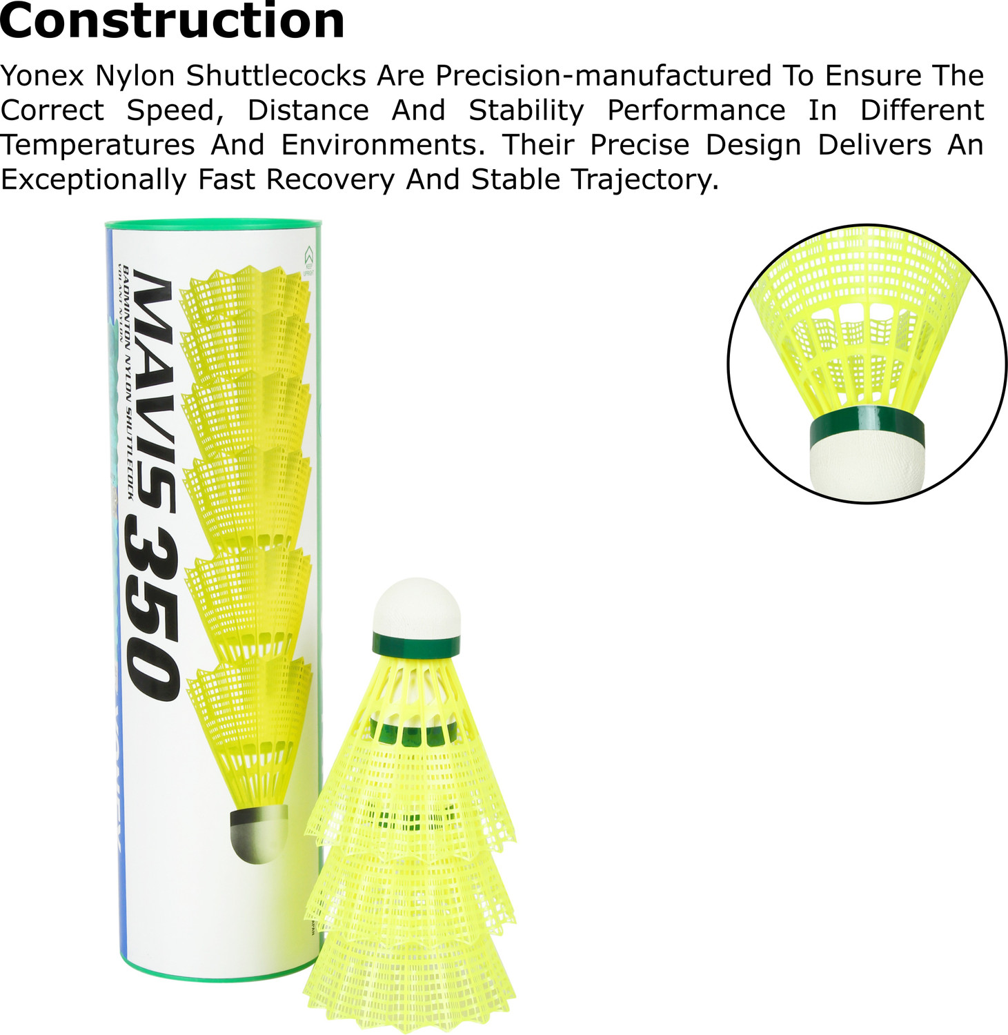 YONEX MAVIS 350 Nylon Shuttle - Yellow (Slow, 75, Pack of 6) - Price ...