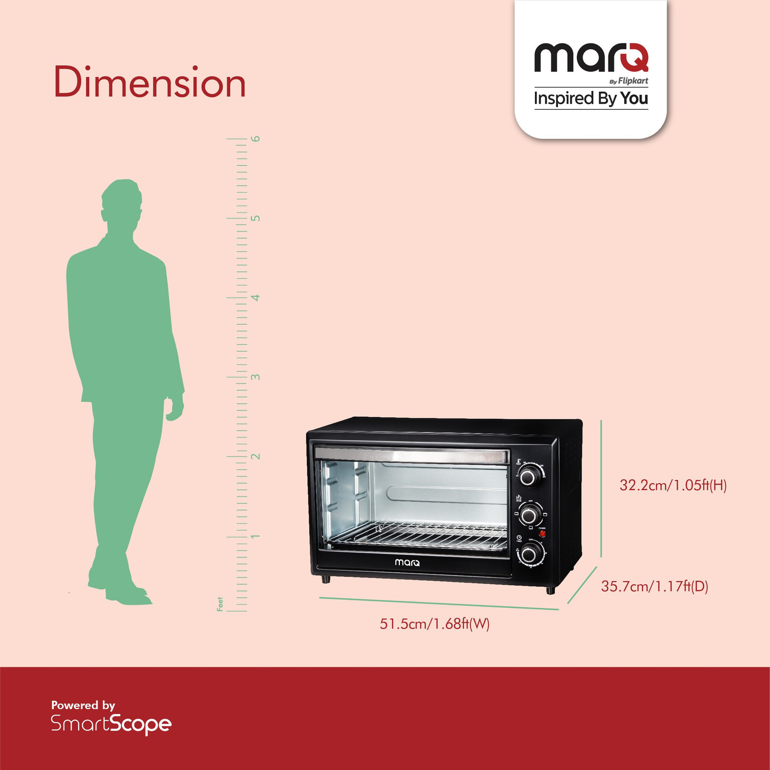 MarQ by Flipkart 33-Litre with 4 Skewers and Inbuilt light Oven Toaster ...