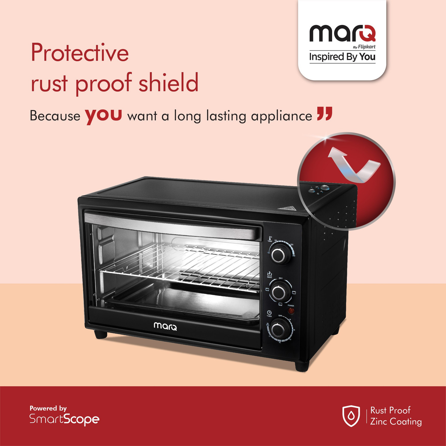 MarQ by Flipkart 33-Litre with 4 Skewers and Inbuilt light Oven Toaster ...