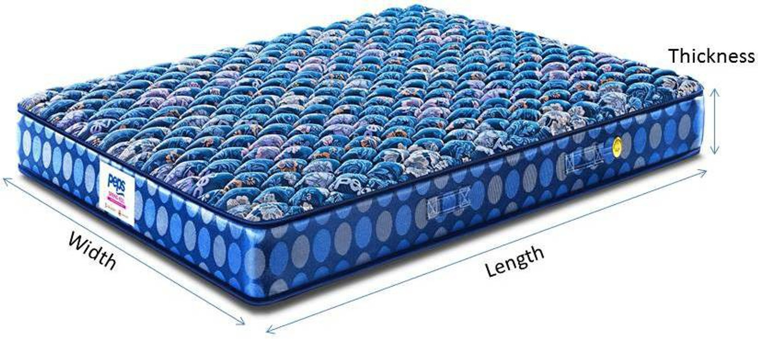PEPS Springkoil Normal Top Blue 6 inch Queen Bonnell Spring Mattress (L ...