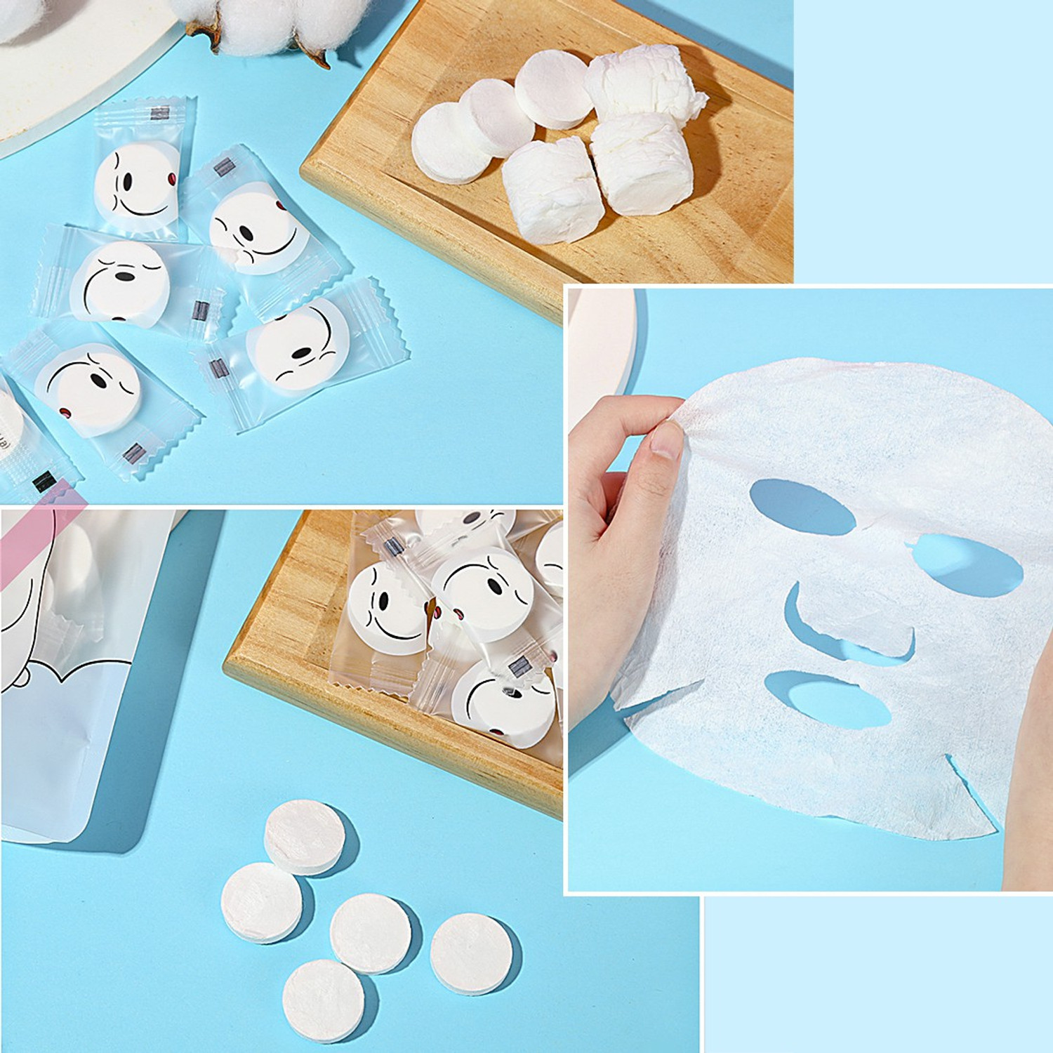 MINISO We Bare Bears Compressed Facial Masks Sheet for Women, 60PCS ...