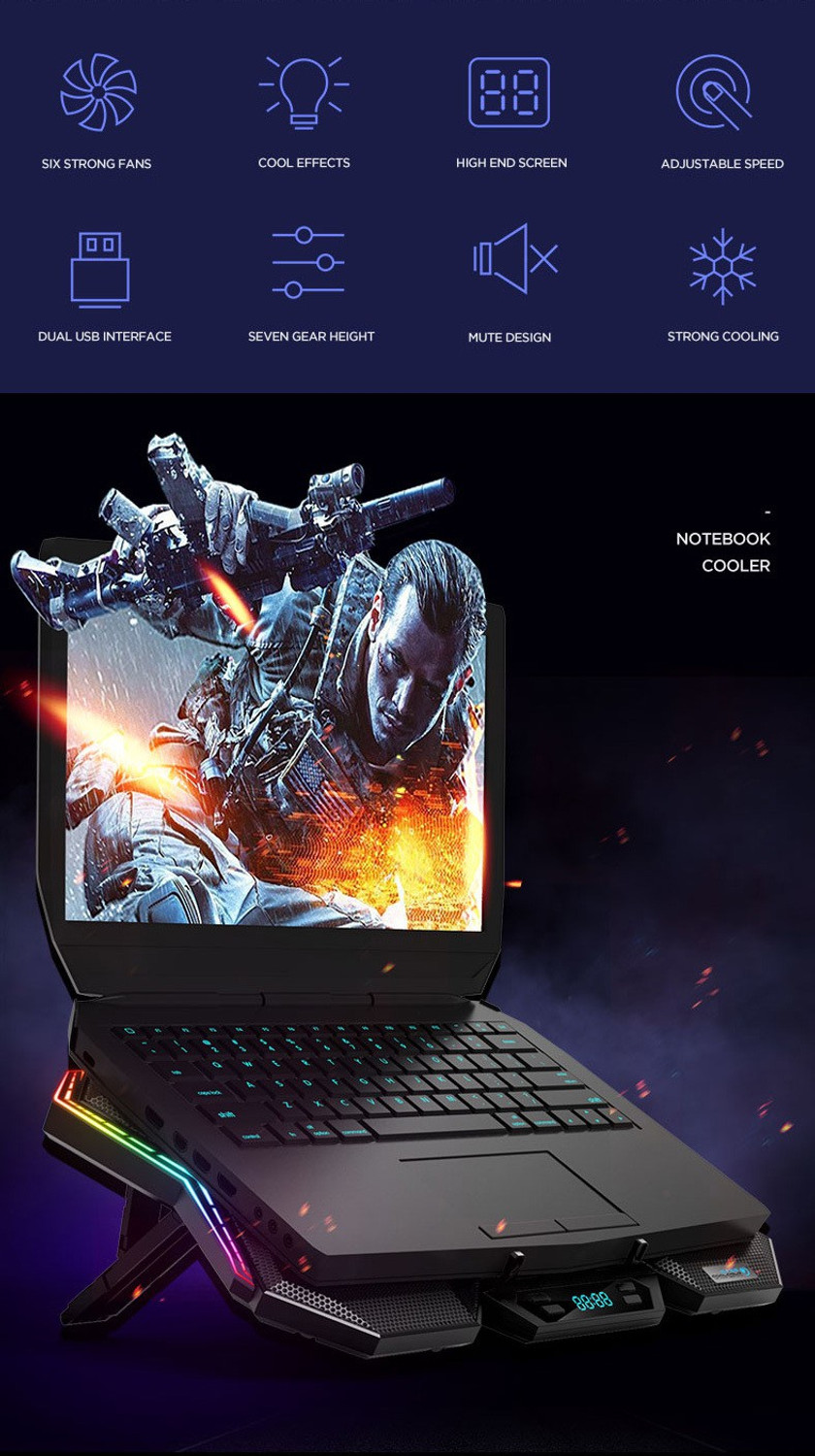 Cosmic Byte Meteroid RGB Ergonomic Cooling Pad with Adjustable Height ...
