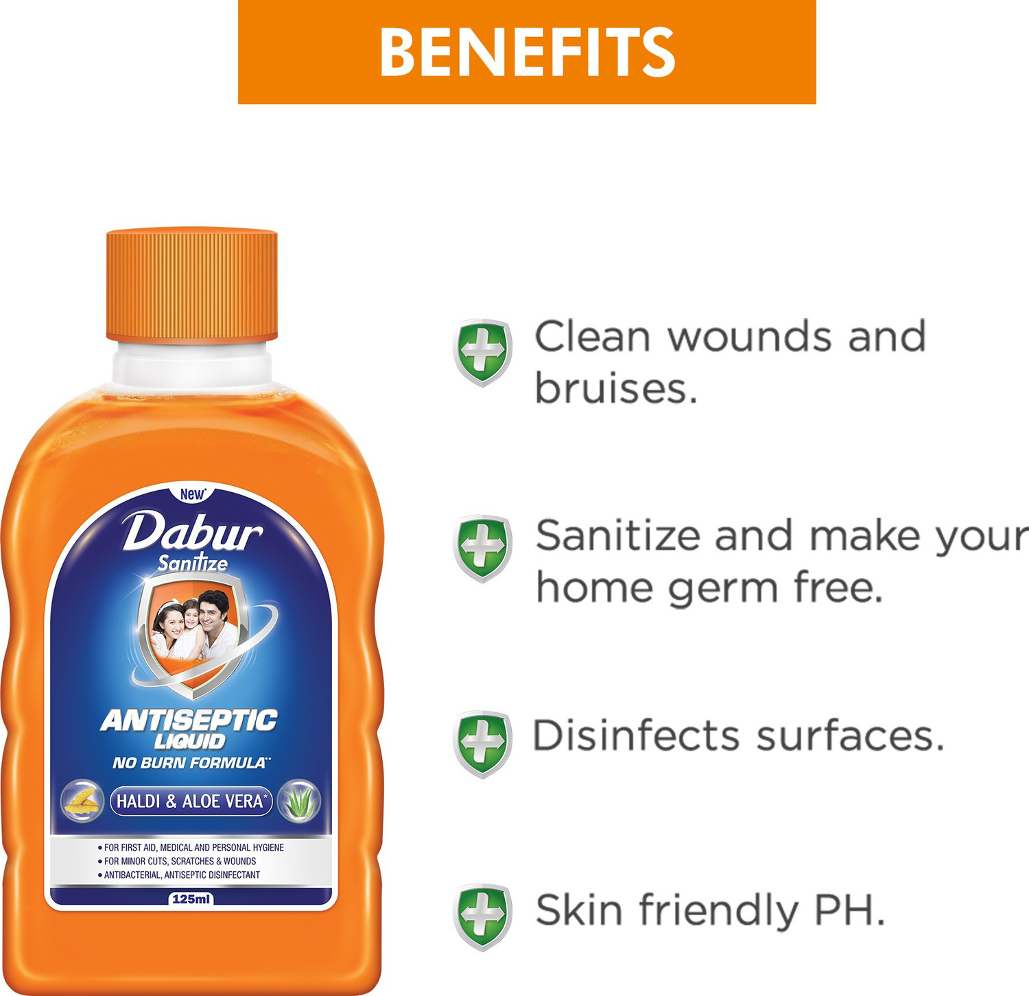 Dabur Sanitize Antiseptic Liquid | No Burn Formula Antiseptic Liquid ...