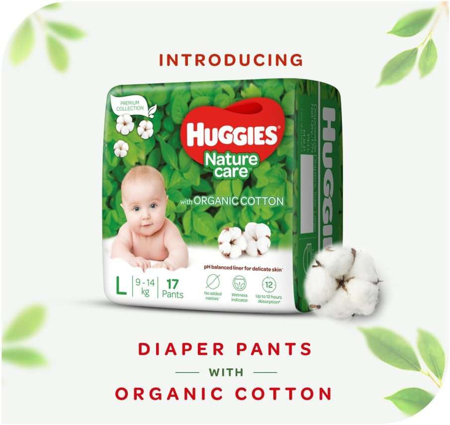 Huggies Nature Care Premium Baby Diaper Pants Made with 100% Organic ...