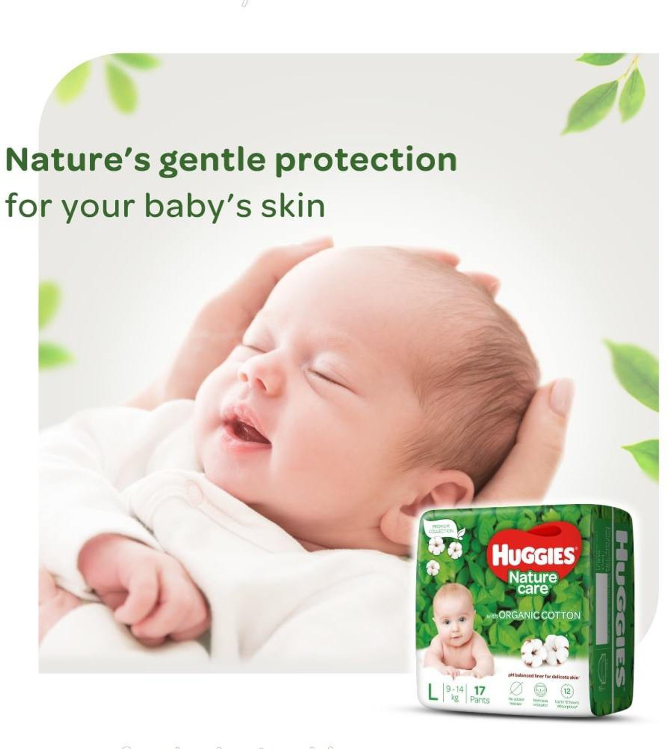 Huggies Nature Care Premium Baby Diaper Pants Made with 100% Organic ...