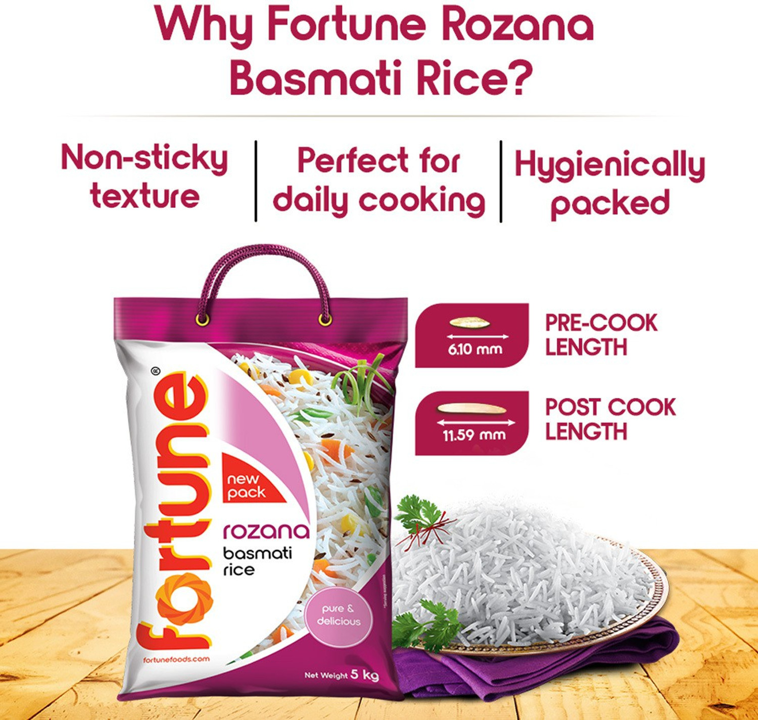 FORTUNE Rozana Gold Basmati Rice Basmati Rice (Medium Grain) (5 kg) - Price History