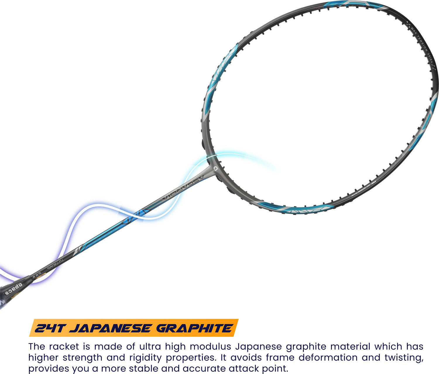 apacs Asgardia Control (73G, 35LBS) Grey, Blue Unstrung Badminton ...