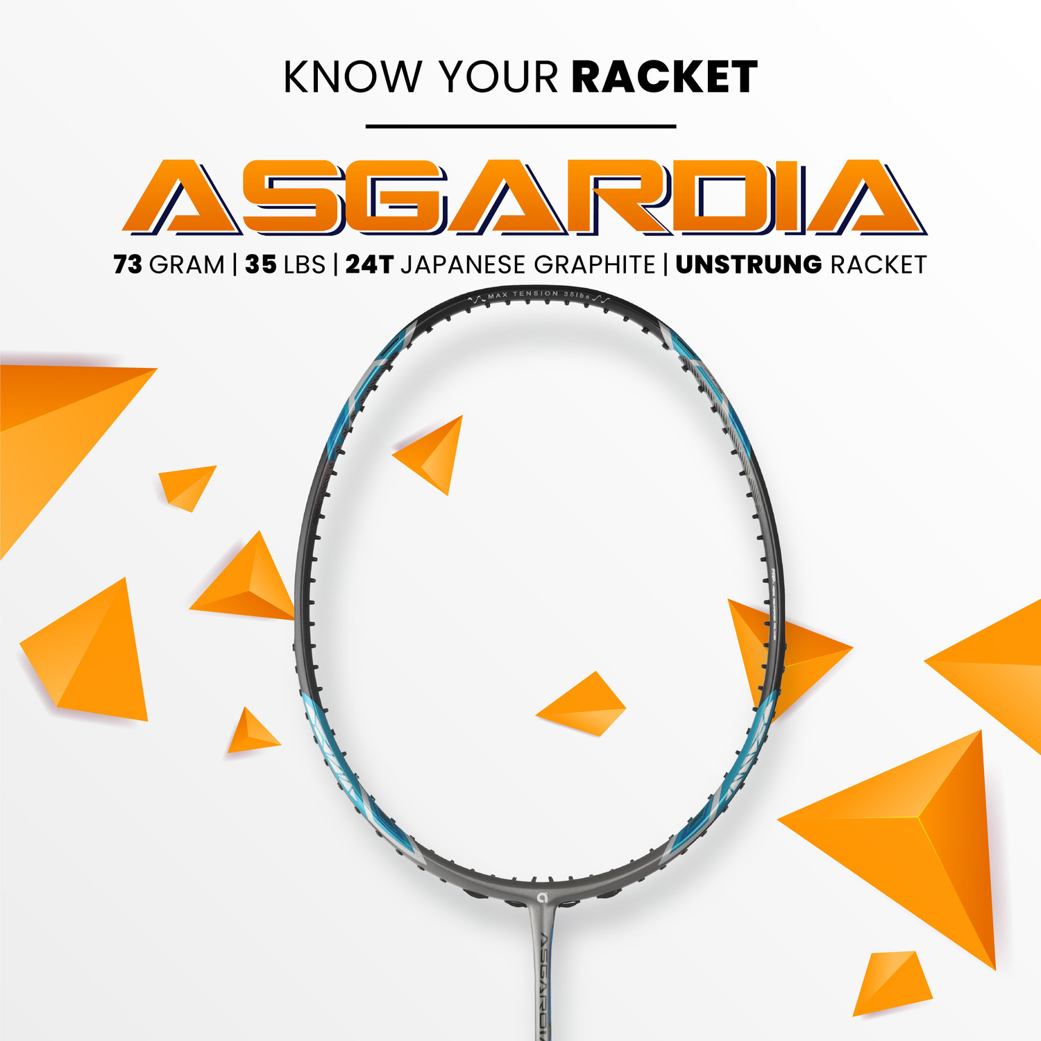 apacs Asgardia Control (73G, 35LBS) Grey, Blue Unstrung Badminton ...