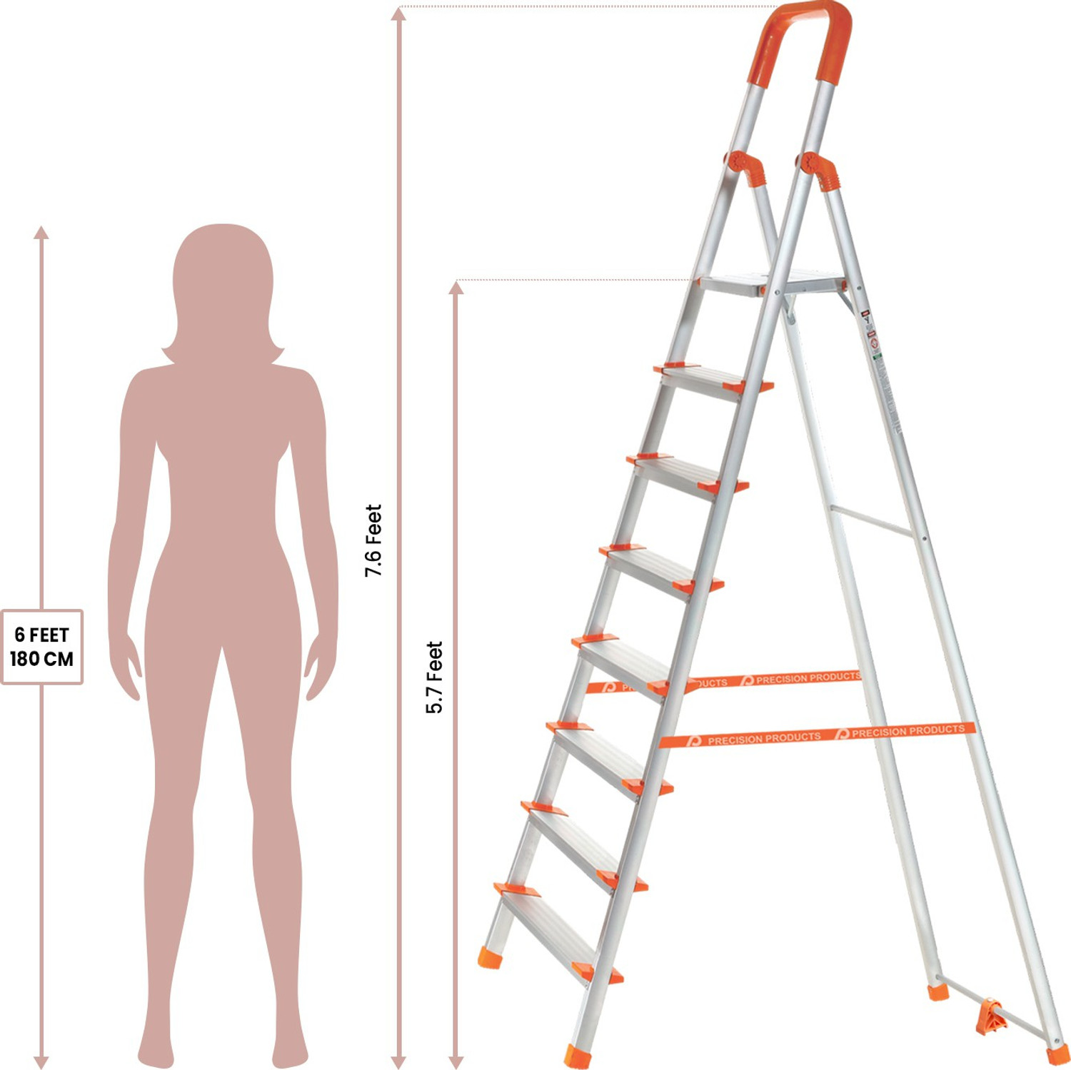 ProHome 8 Steps Anti Slip Shoes Aluminium Ladder (With Platform ...