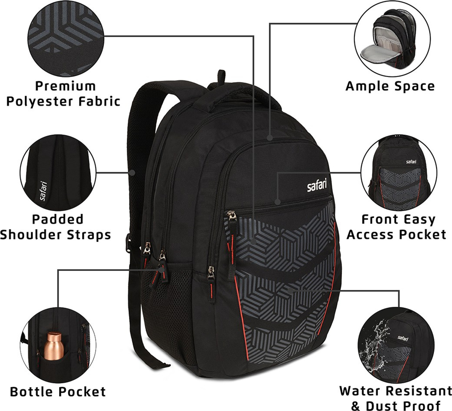 SAFARI Tribal 35 L Laptop Backpack (Black) - Price History