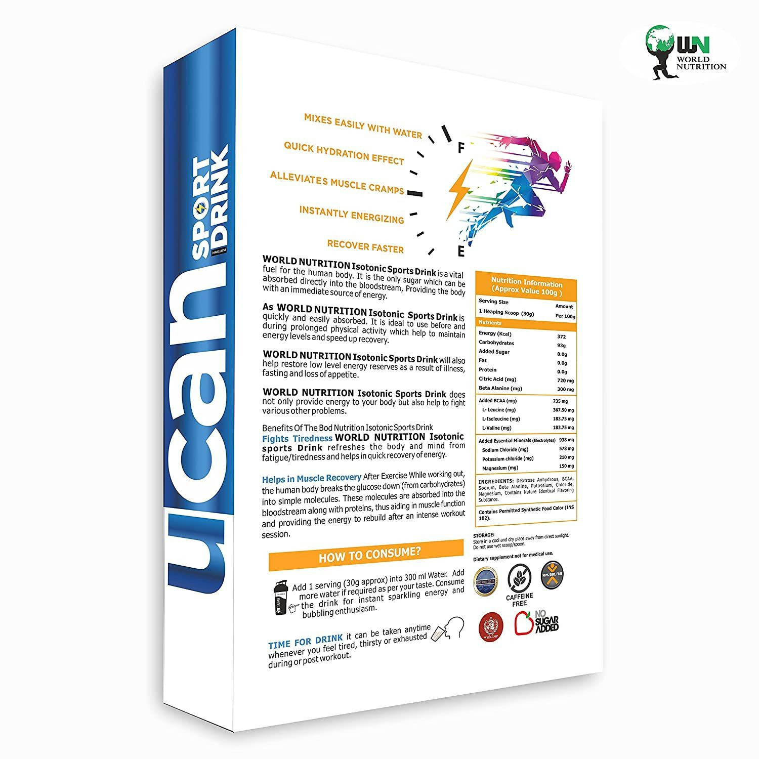 WORLD NUTRITION ISOTONIC SPORTS DRINK-ENERGY DRINK POWDER WITH BCAA AND ...