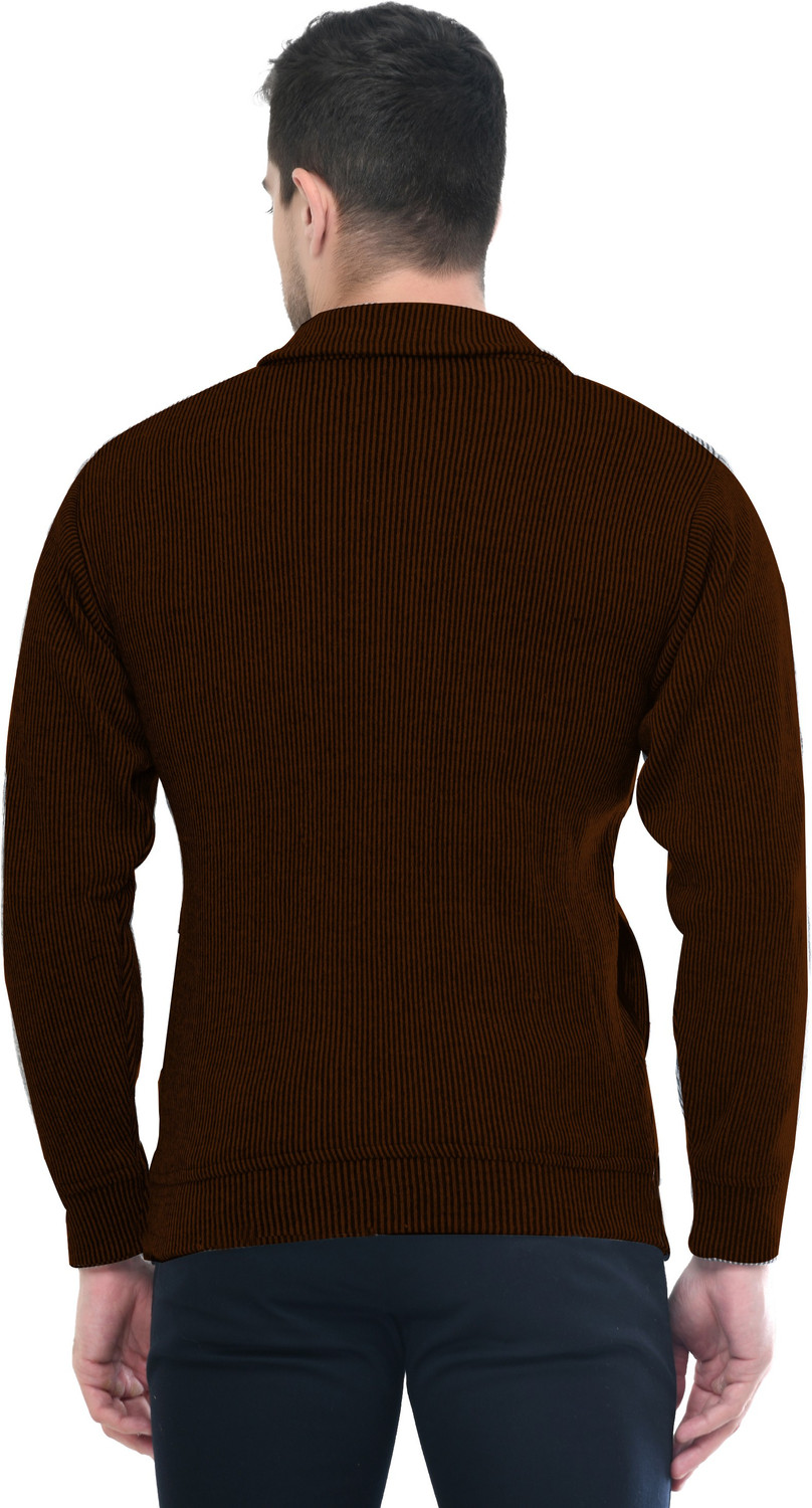 manra Striped Collared Neck Casual Men Brown Sweater - Price History
