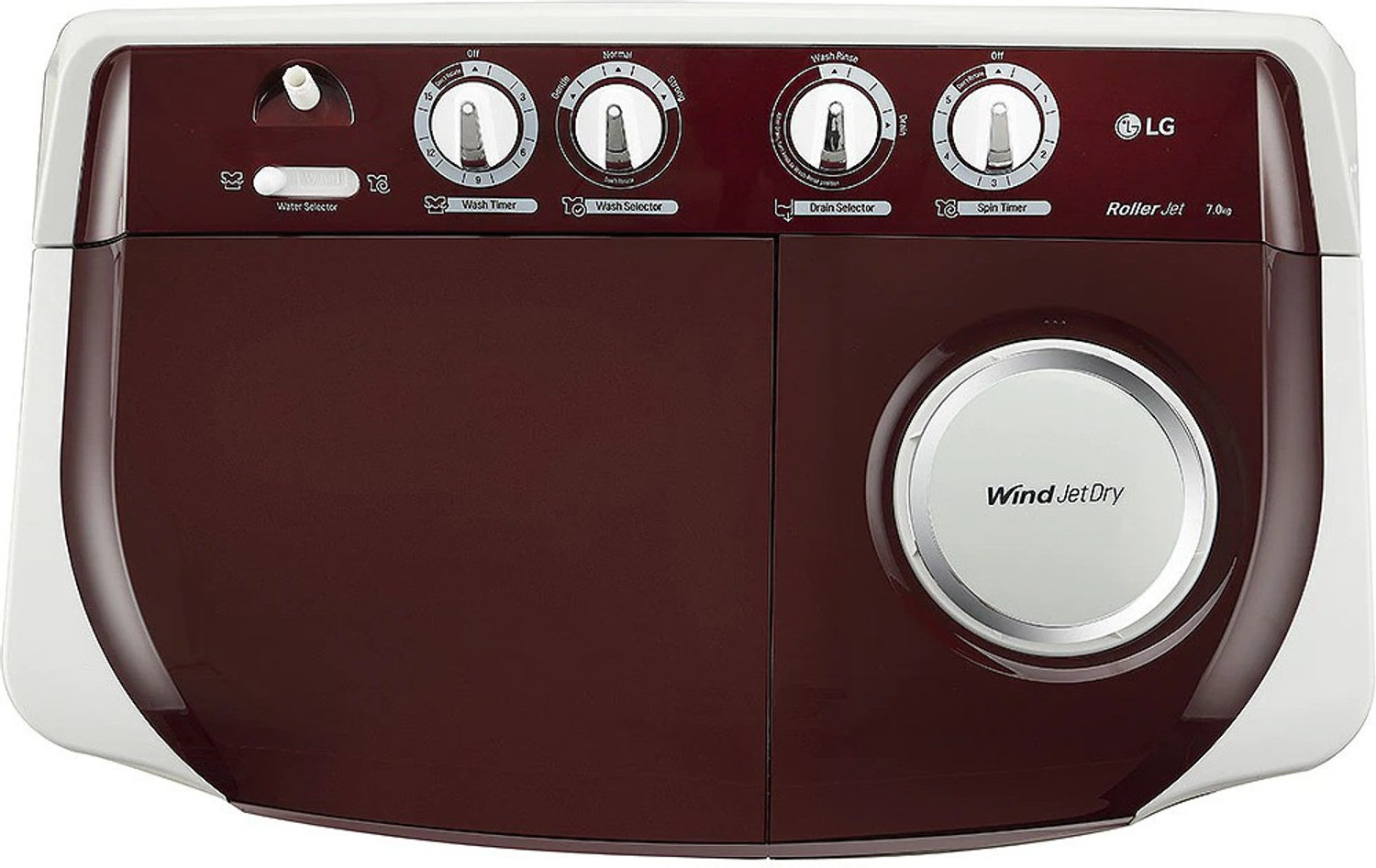 LG 7 kg Semi Automatic Top Load Washing Machine Maroon, White ...