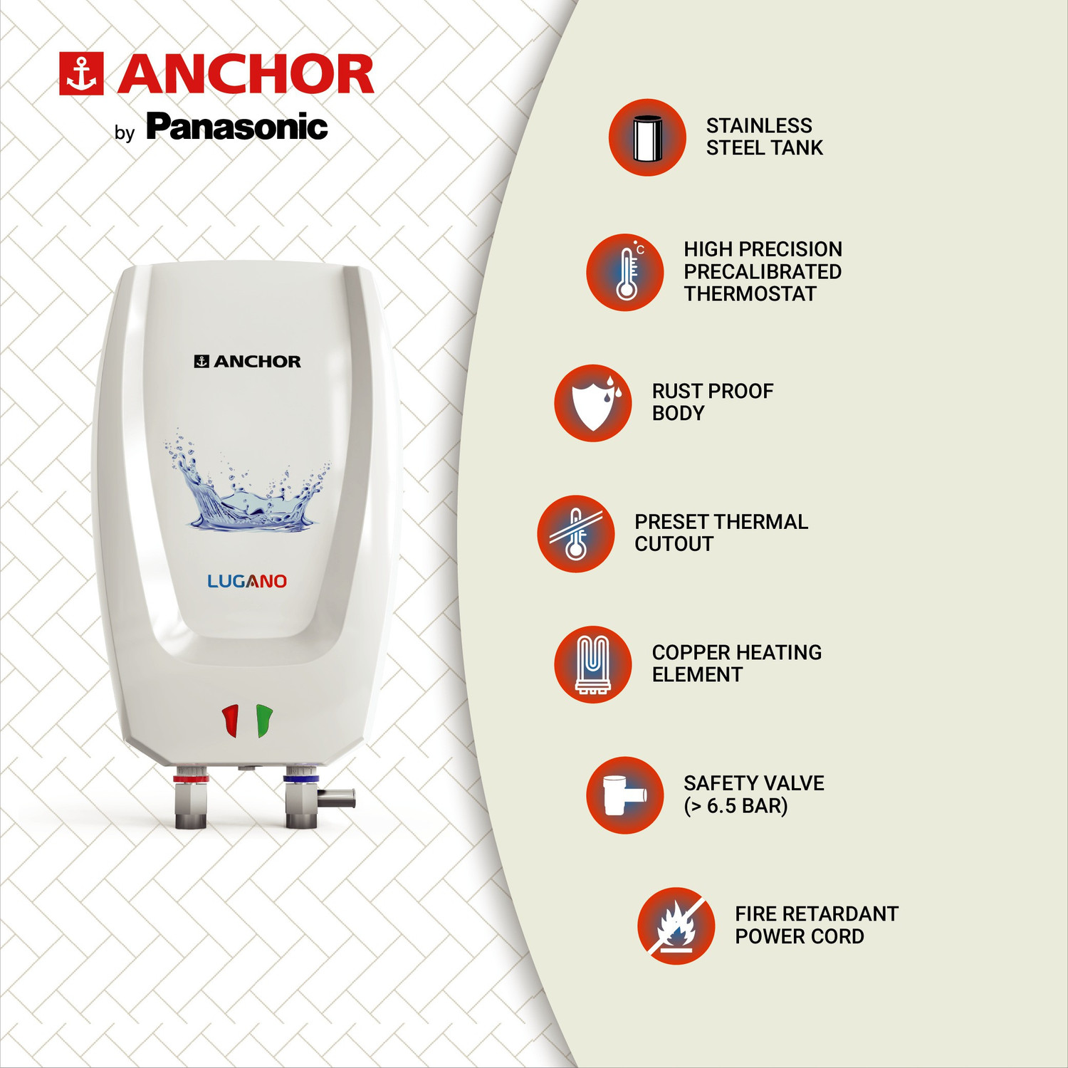 Anchor By Panasonic WIAVP03OWLU02A 3 L Instant Water Geyser (White ...