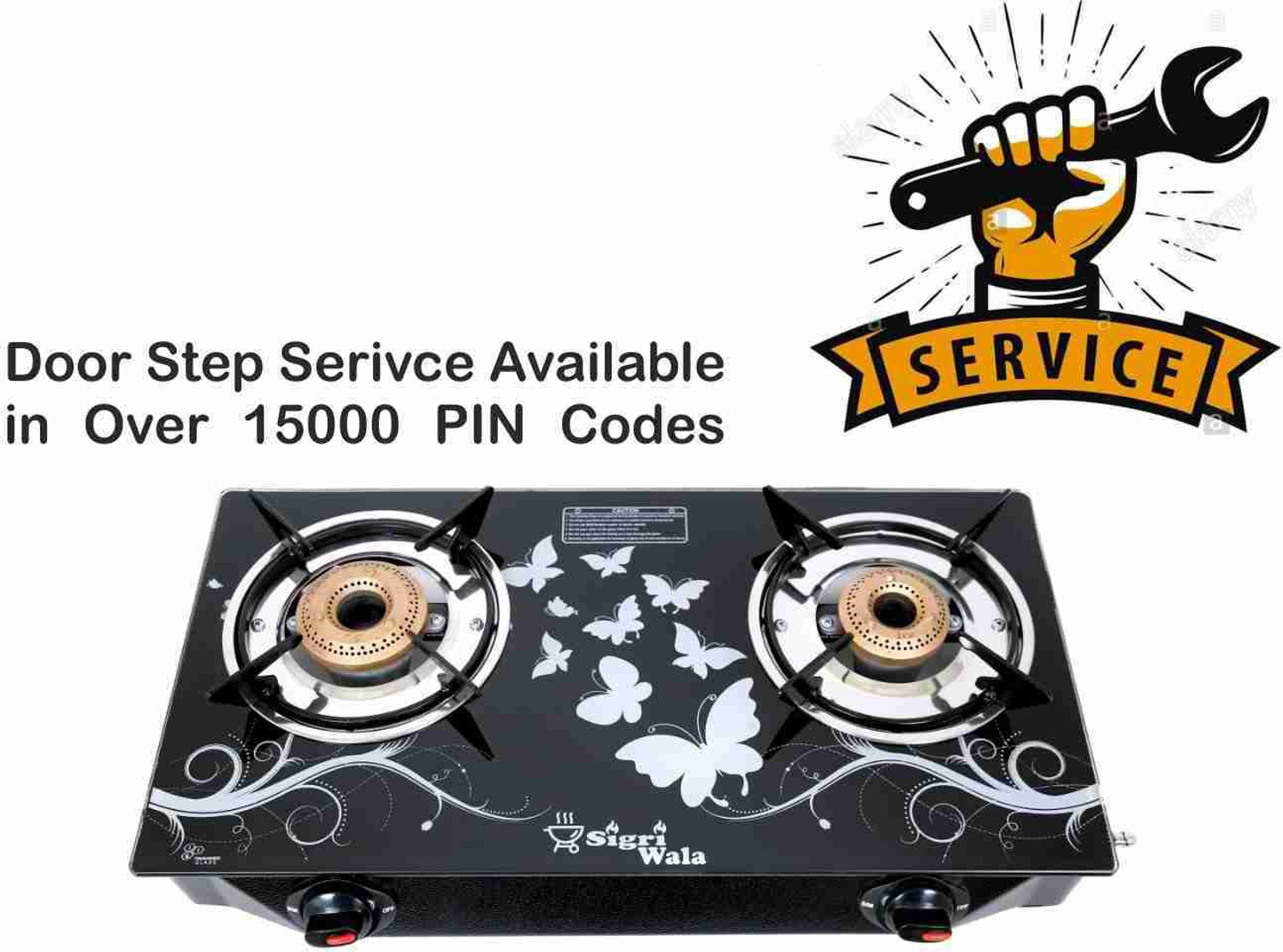 Sigri-wala Primecook Manual Cute Design Toughened Glass Gas Stove ...