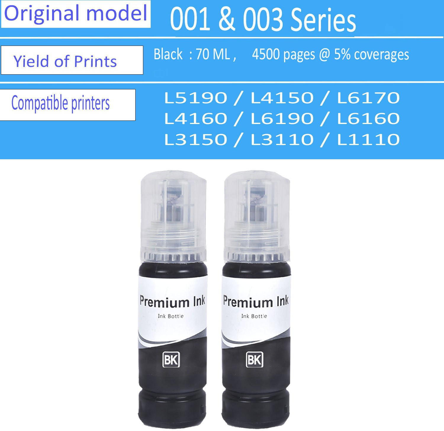 GREENBERRI 003 Ink for Epson L3110, L3150, L3250, L3152, L3210 Printer ...