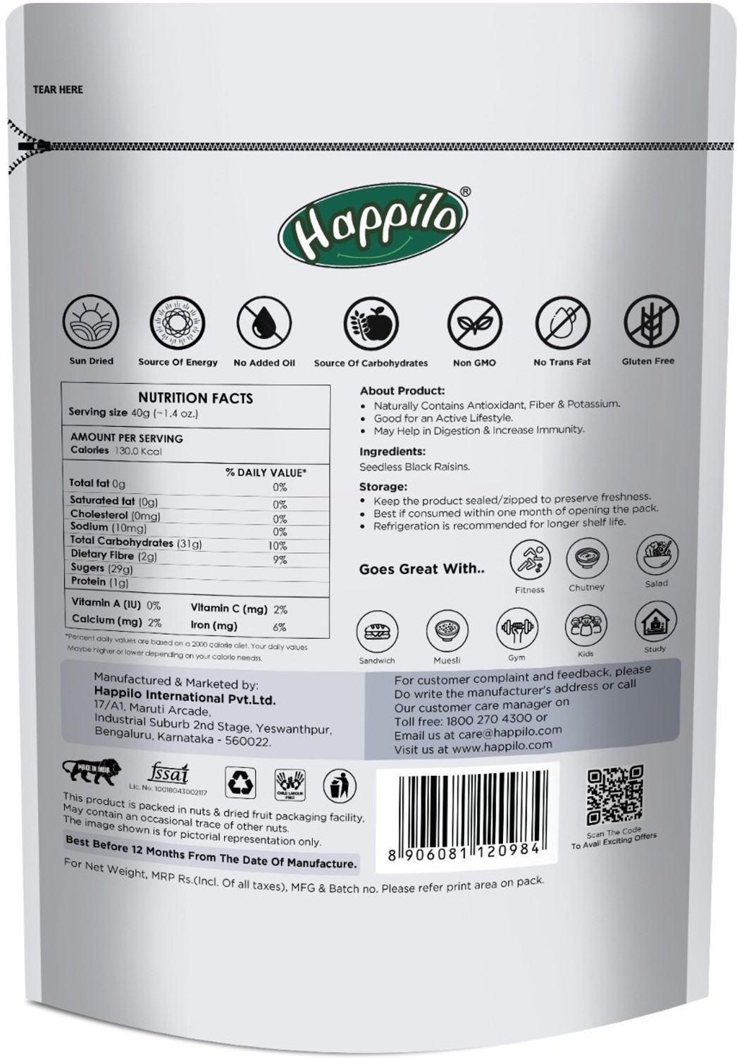 Happilo Premium Afghani Seedless Black Raisins - Price History