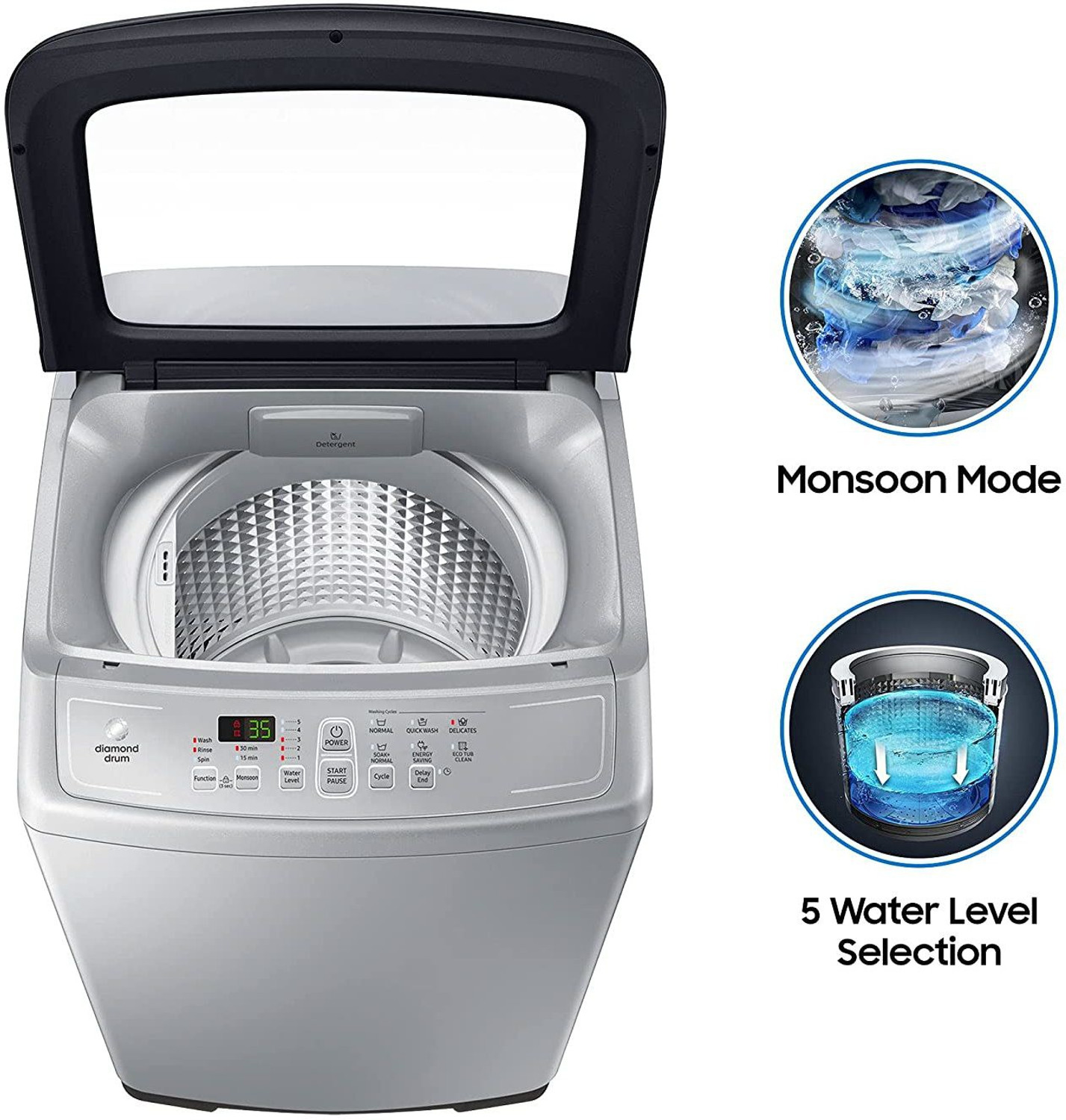 SAMSUNG 7 kg Diamond Drum Fully Automatic Top Load Washing Machine ...