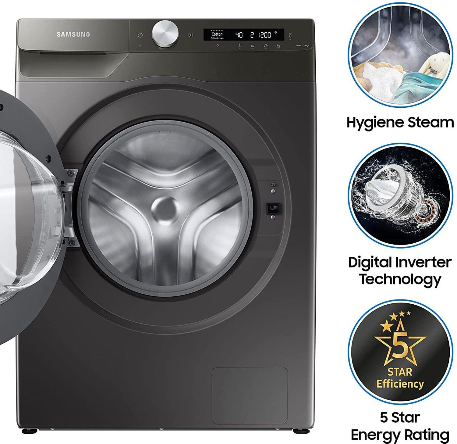 Samsung 7 kg 5 Star, AI, Wi-Fi, Digital Inverter Fully Automatic Front ...