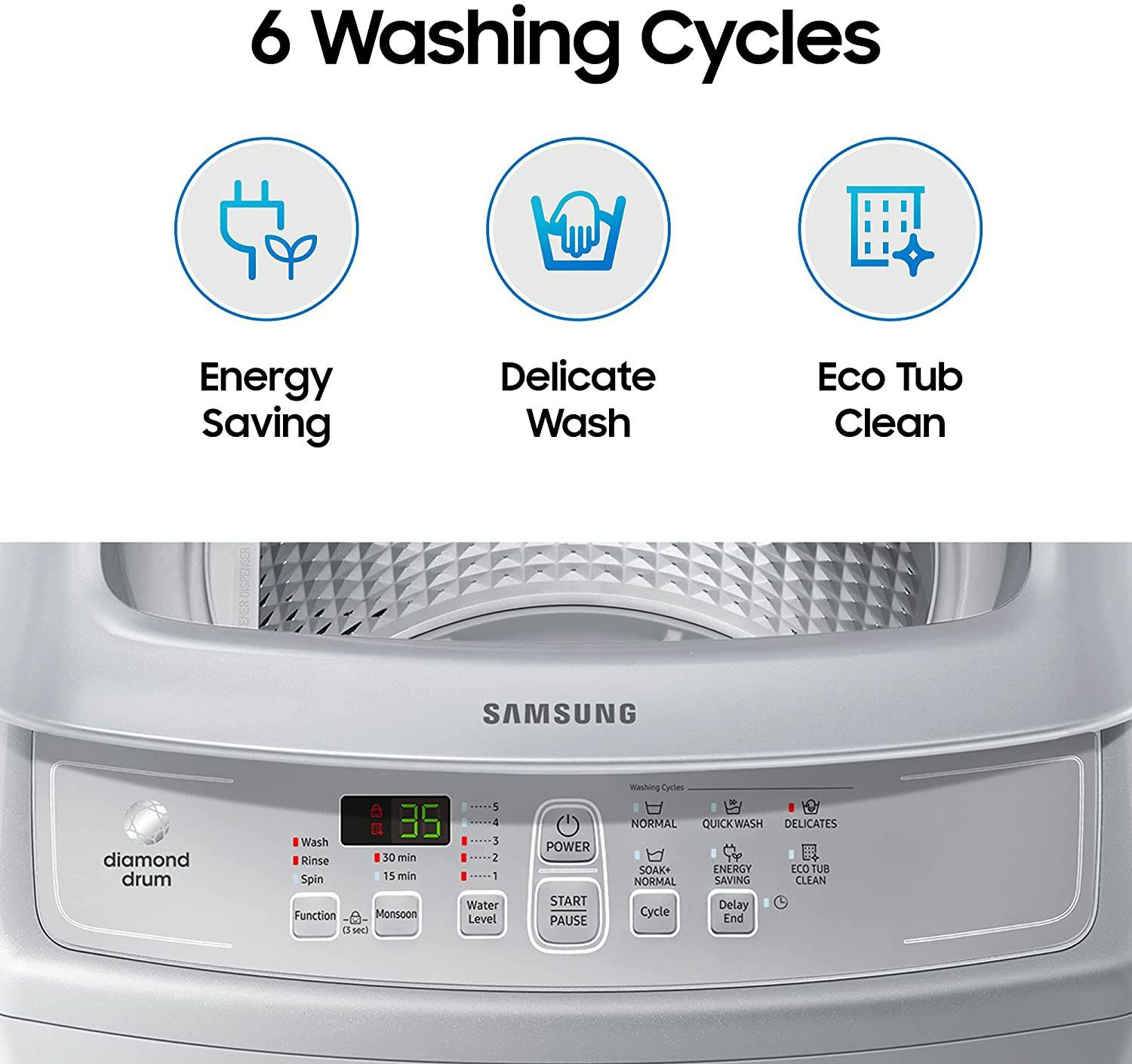 Samsung 7 kg Diamond Drum Fully Automatic Top Load Washing Machine ...