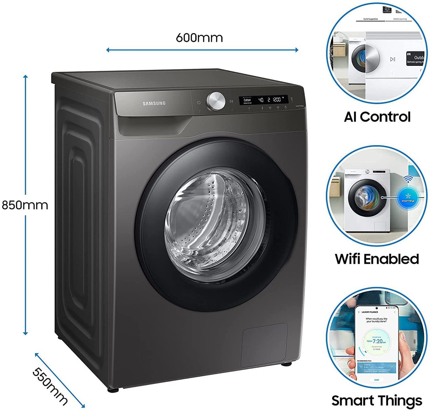 Samsung 7 kg 5 Star, AI, Wi-Fi, Digital Inverter Fully Automatic Front ...