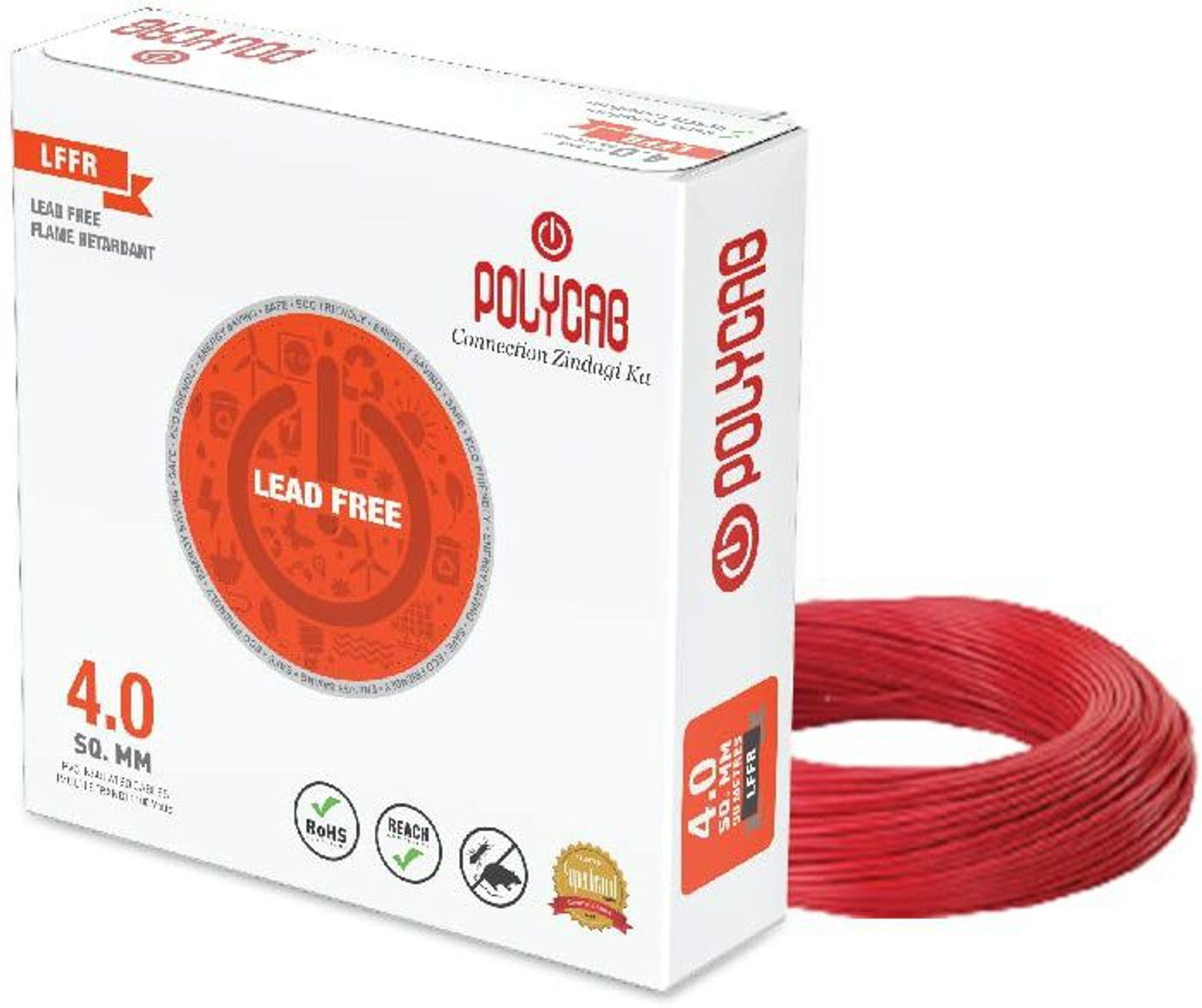Polycab PVC 4 sq /mm Red 90 m Wire (RED) - Price History