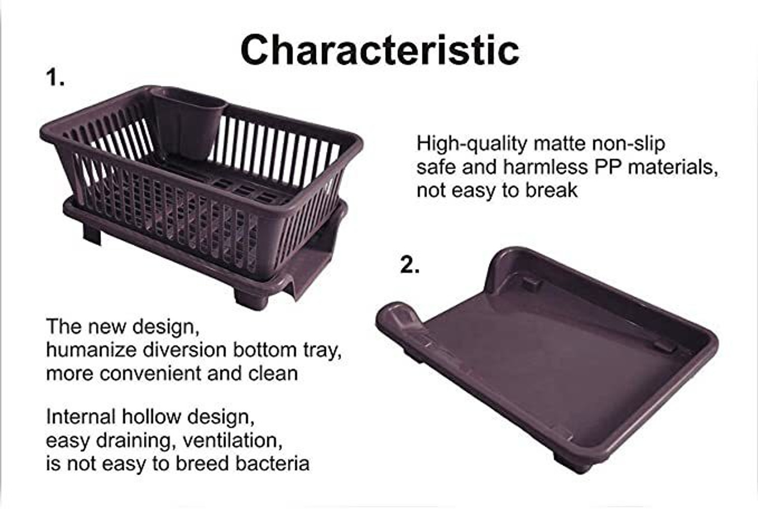 DDecora Dish Drainer Kitchen Rack Plastic 3 in 1 Large Sink Set Drying ...