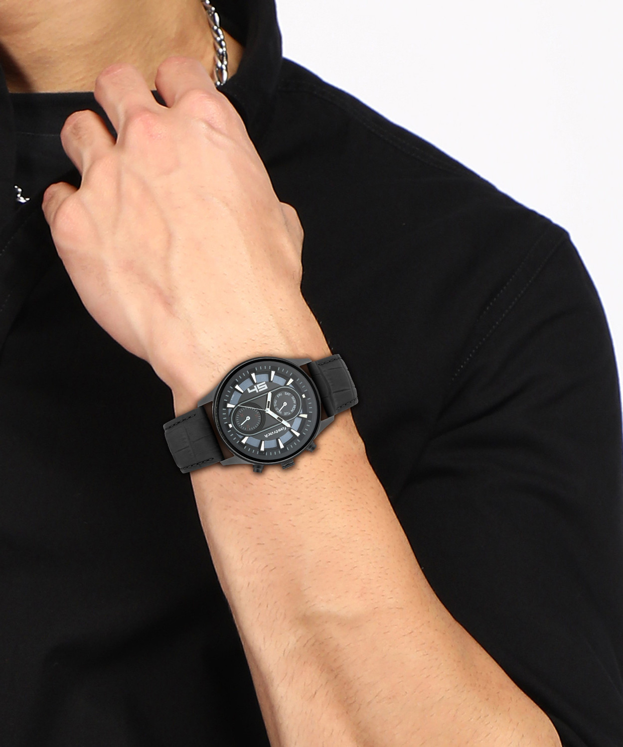 Fastrack NP3224NL01 Fastrack Fastfit Multifunction Black Dial Black ...