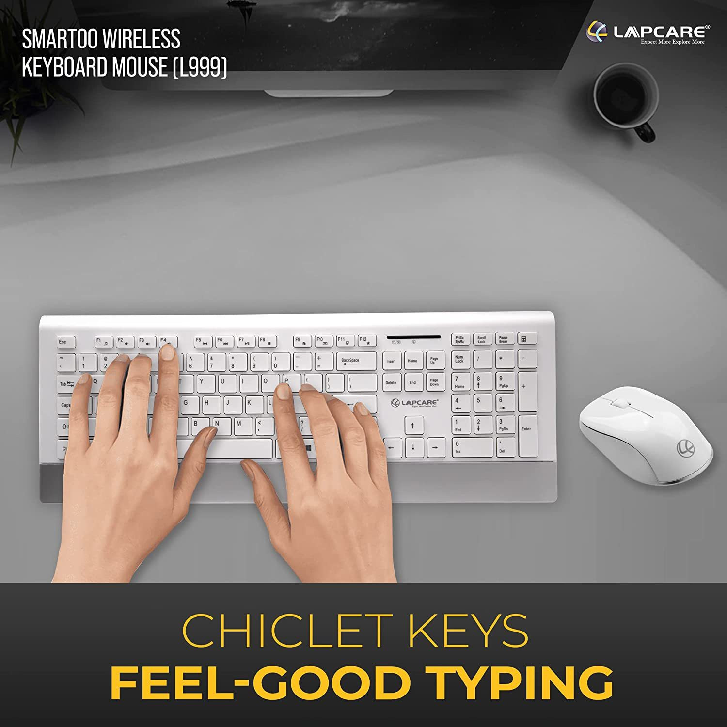 LAPCARE Smart Membraned and 1200 DPI Mouse Combo with Auto Sleep ...